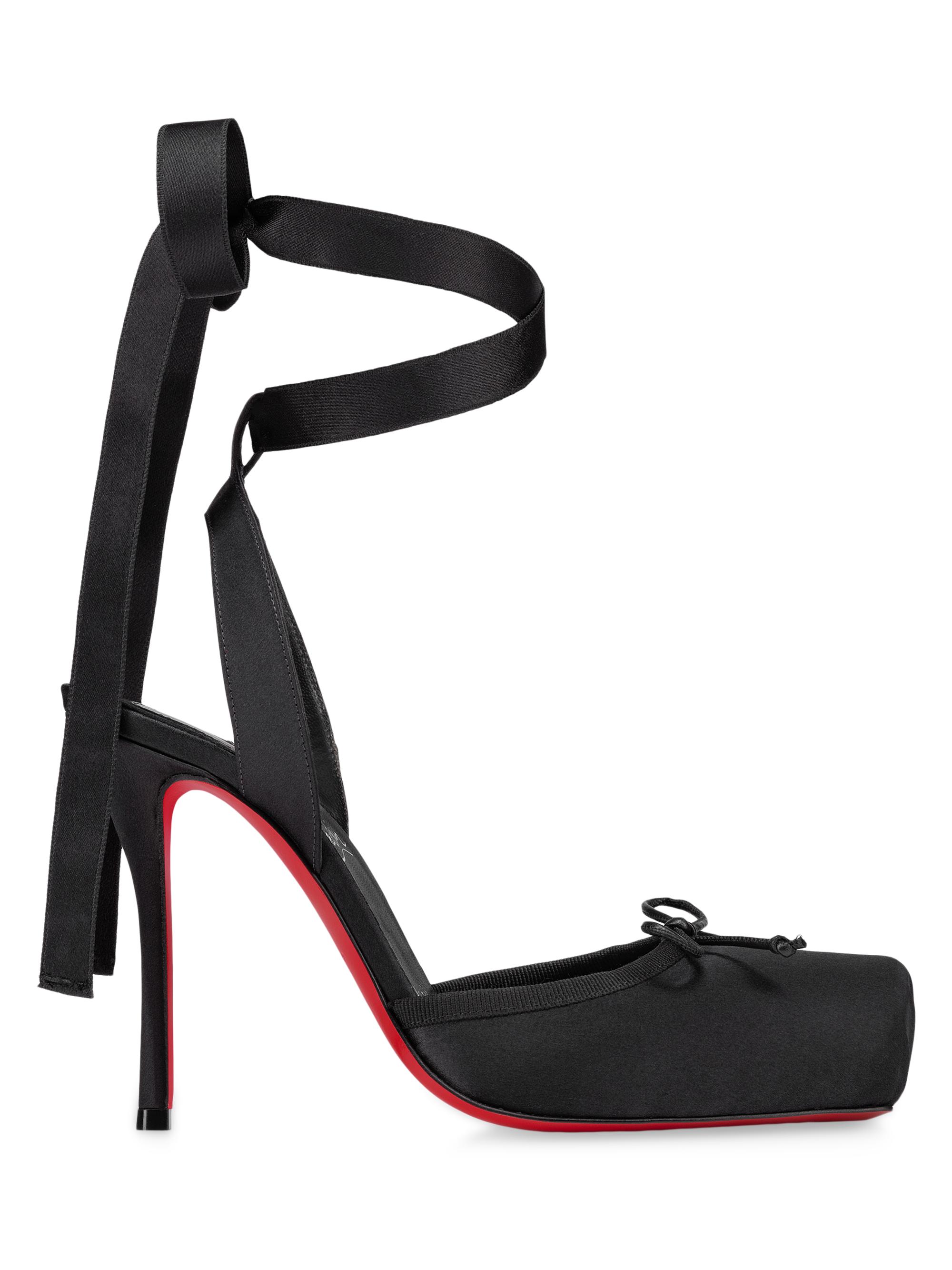 Christian Louboutin Cassia Lace Up 100MM Satin Pumps | Saks Fifth Avenue