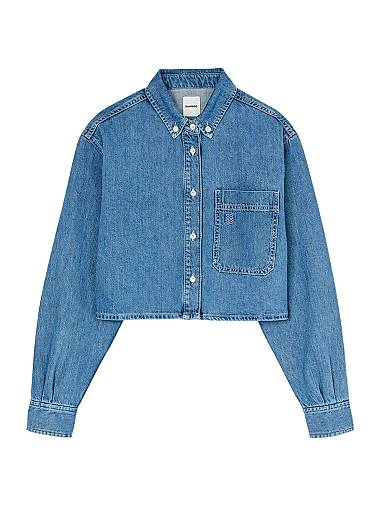 Women's Denim Designer Crop Tops | Saks Fifth Avenue Women's Denim Designer Crop Tops | Saks Fifth Avenue