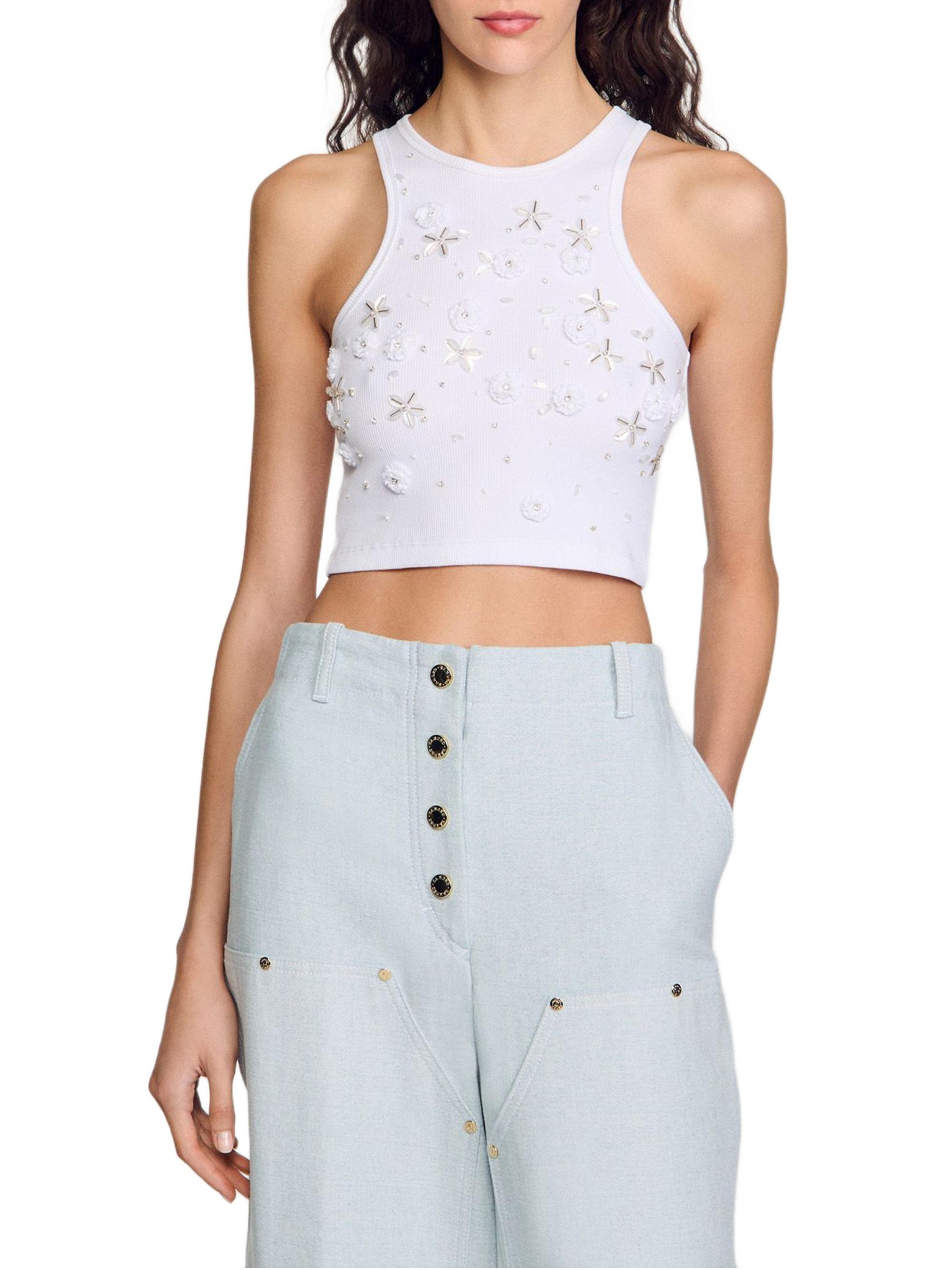 Sandro Beaded and Rhinestone Tank Top | Saks Fifth Avenue