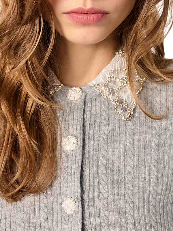 Shop Maje Cardigan with Jewellery Collar | Saks Fifth Avenue Shop Maje Cardigan with Jewellery Collar | Saks Fifth Avenue