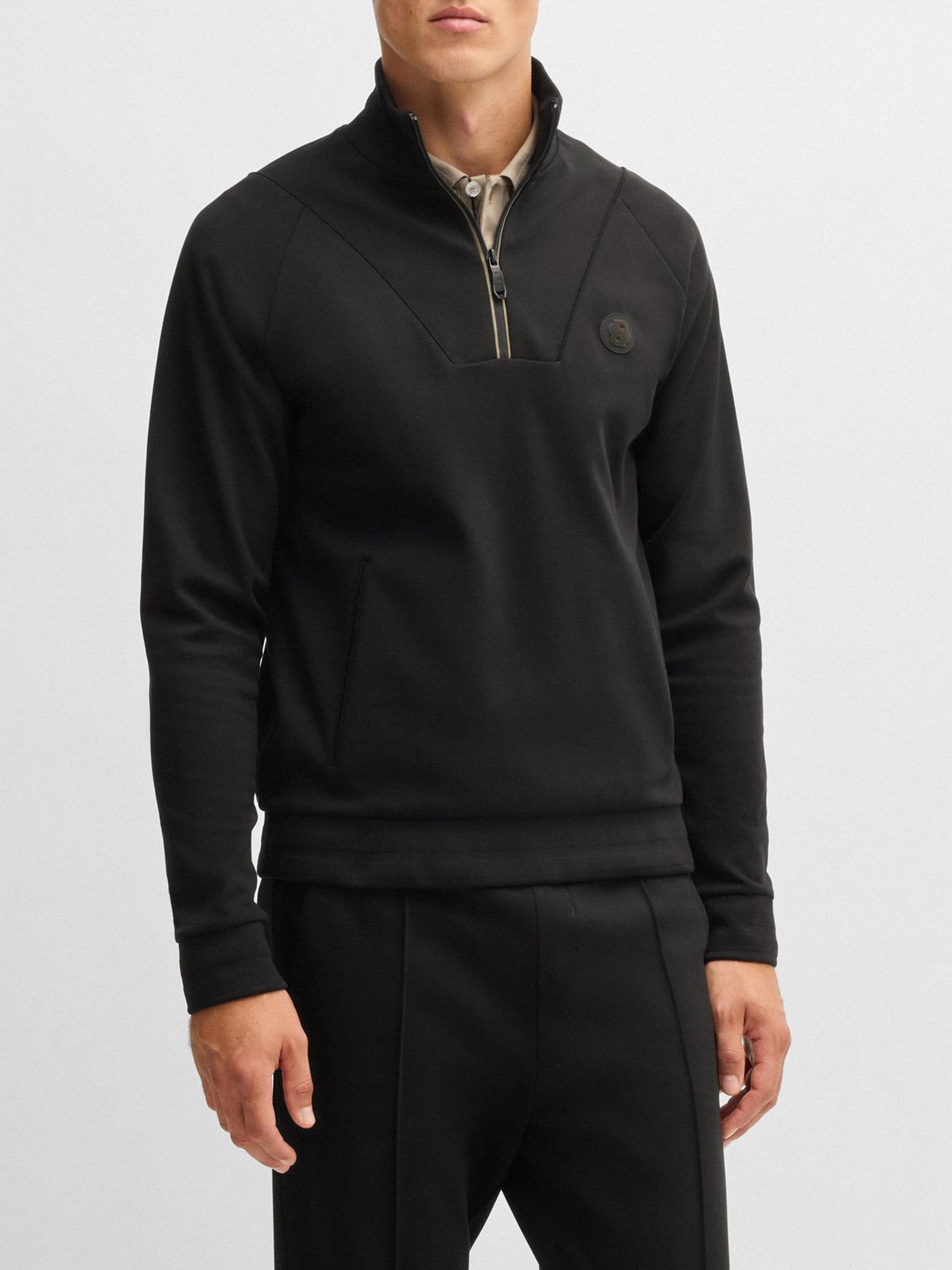 BOSS Cotton Zip-Neck Sweatshirt with Double B Monogram | Saks Fifth Avenue