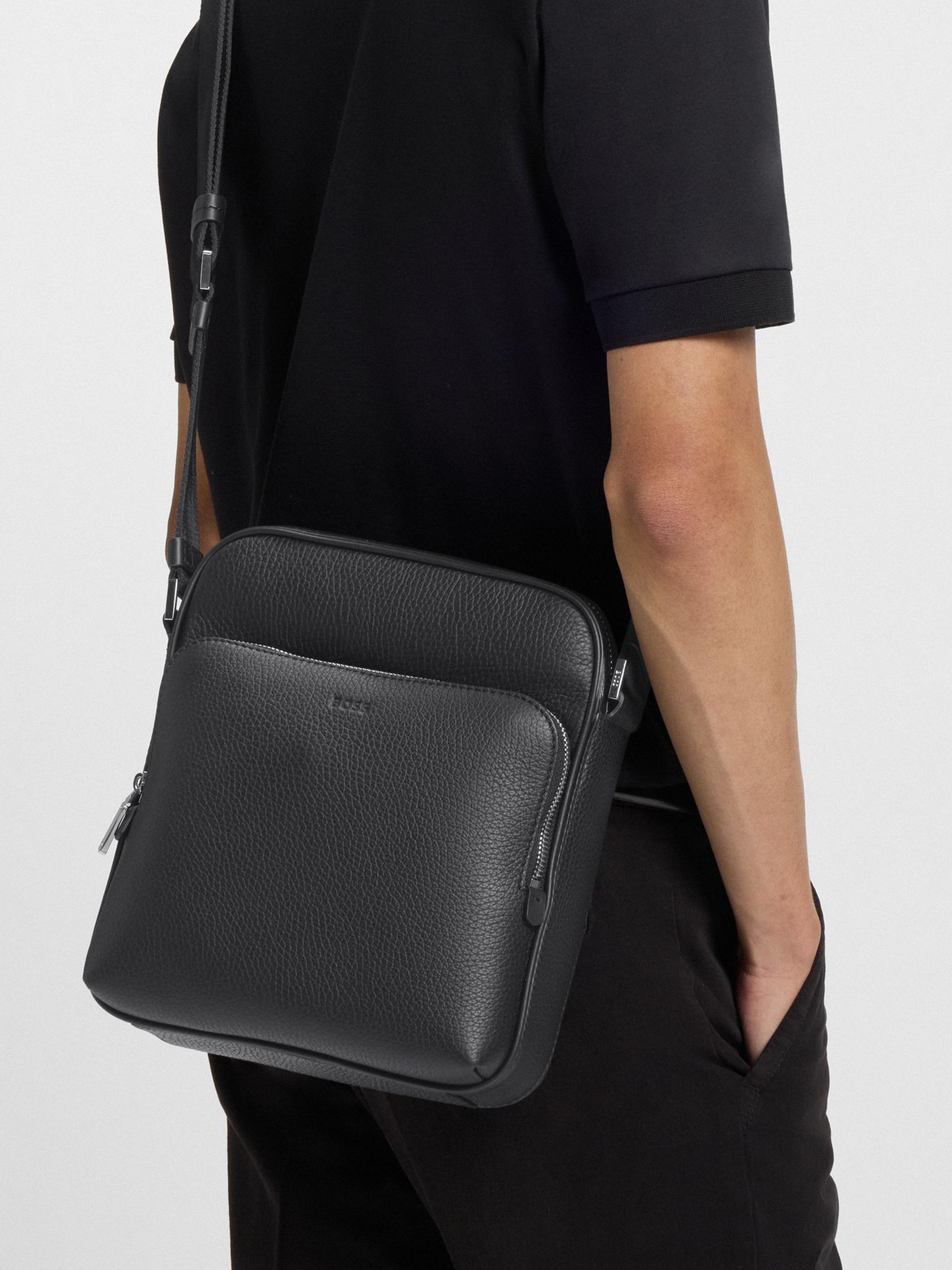 BOSS Reporter Bag in Grained Italian Leather with Embossed Logo | Saks ...