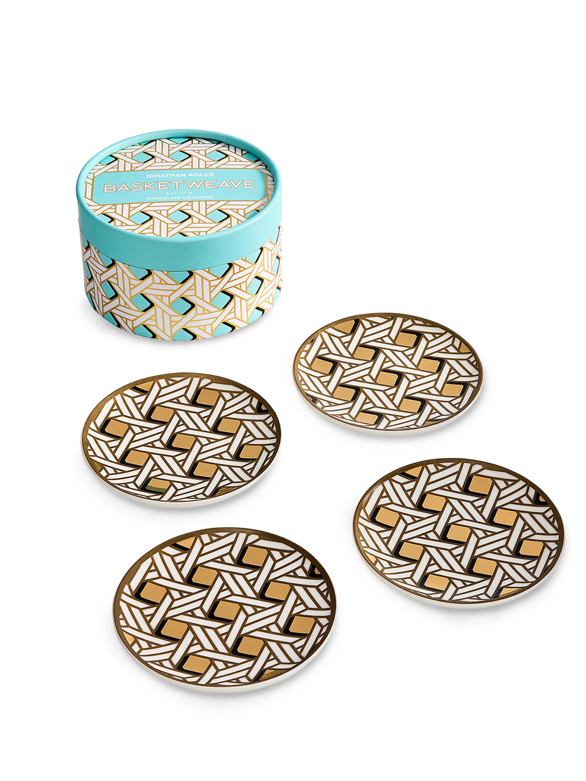 Jonathan Adler 4-Piece Basketweave Coaster Set | Saks Fifth Avenue