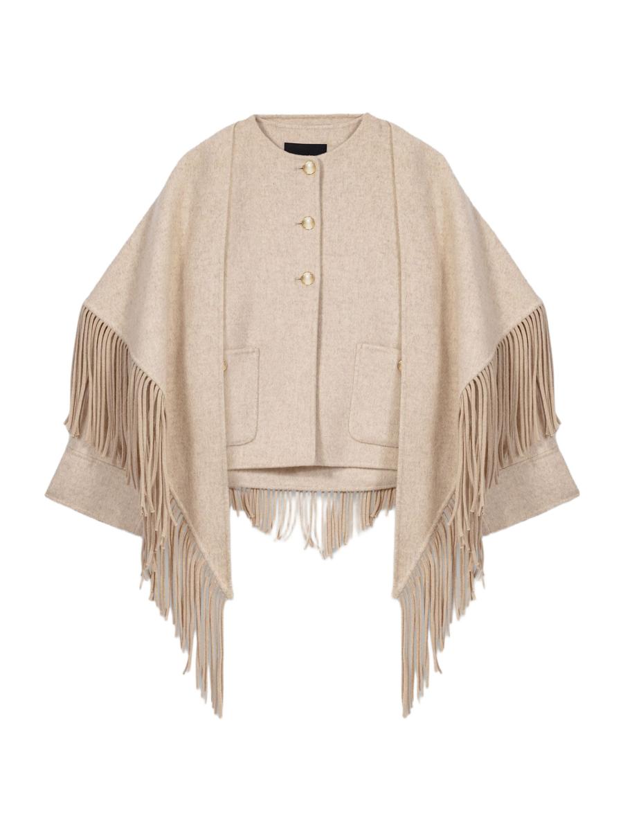Maje Cropped Wool Coat with Removable Scarf | Saks Fifth Avenue