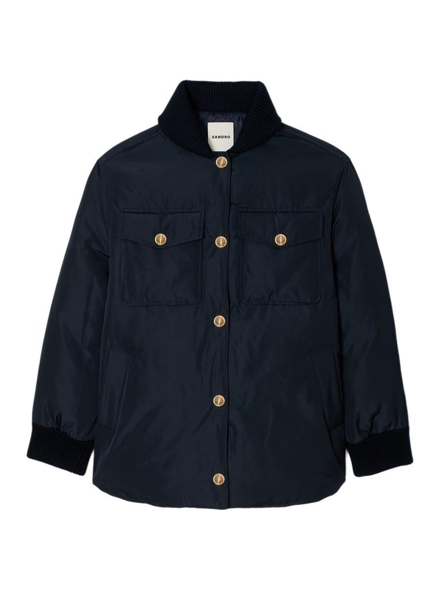 Sandro Puffer Jacket with Teddy Collar | Saks Fifth Avenue