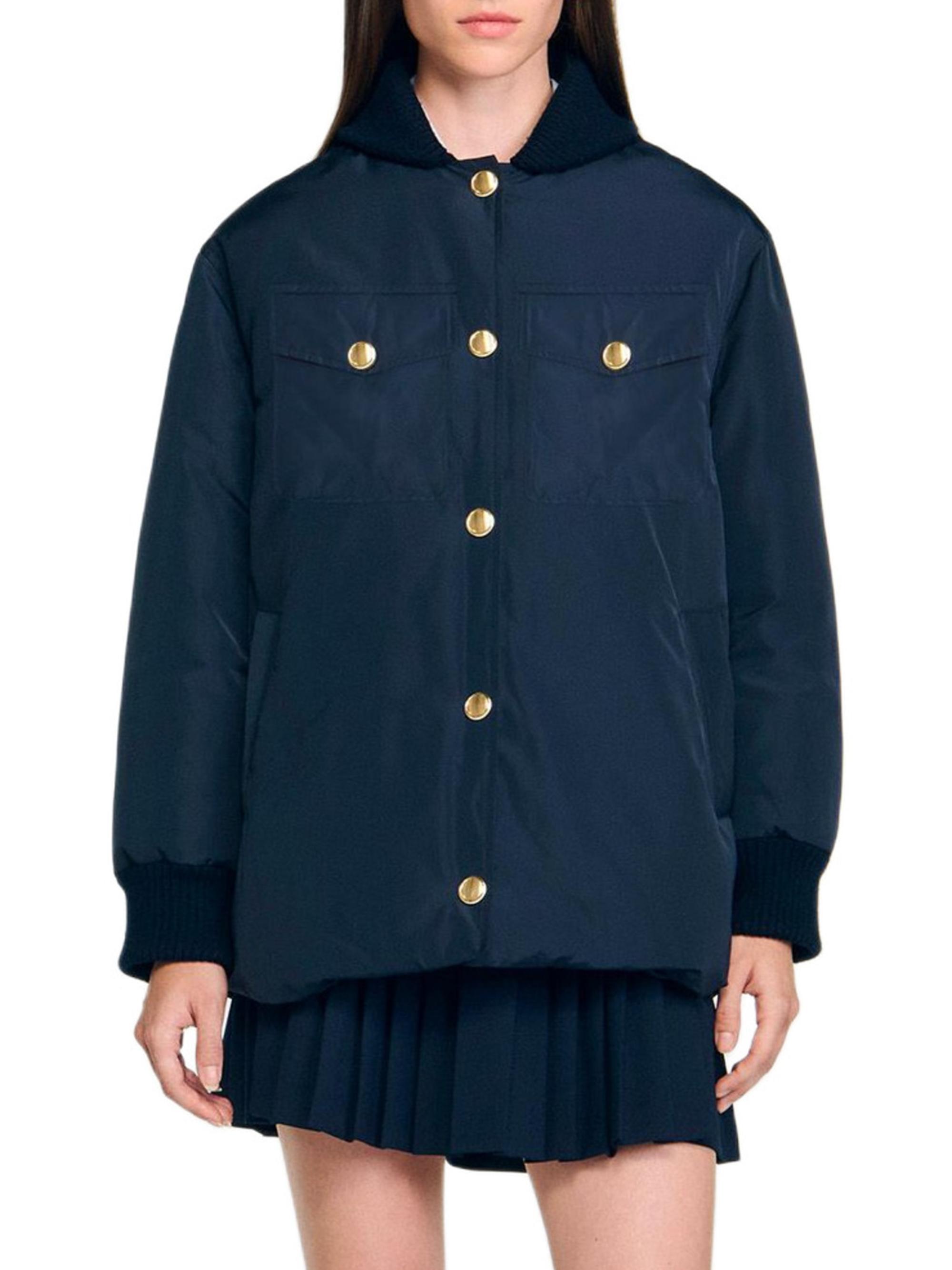 Sandro Puffer Jacket with Teddy Collar | Saks Fifth Avenue
