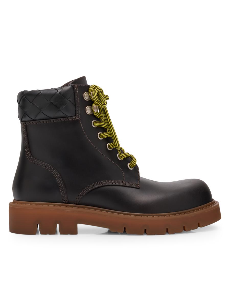 Bottega Veneta Haddock Intrecciato Leather Combat Booties | Saks Fifth ...