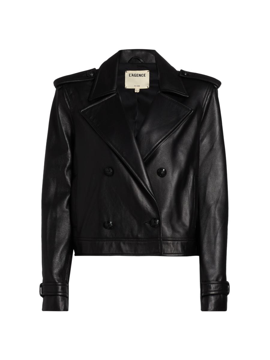 L'AGENCE Xoey Cropped Leather Trench Jacket | Saks Fifth Avenue