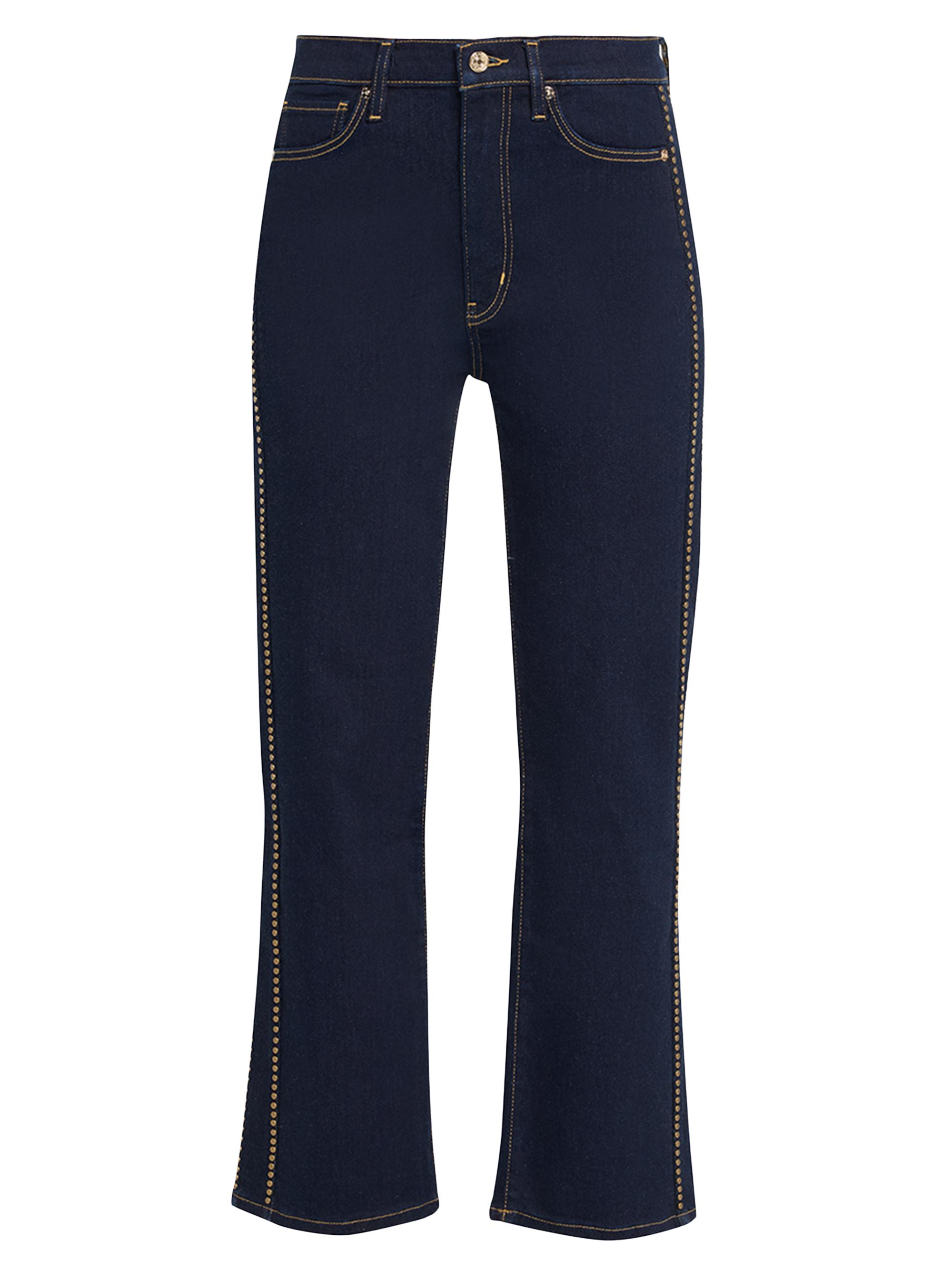 Frame Le Sleek Studded High-Rise Straight-Leg Jeans | Saks Fifth Avenue