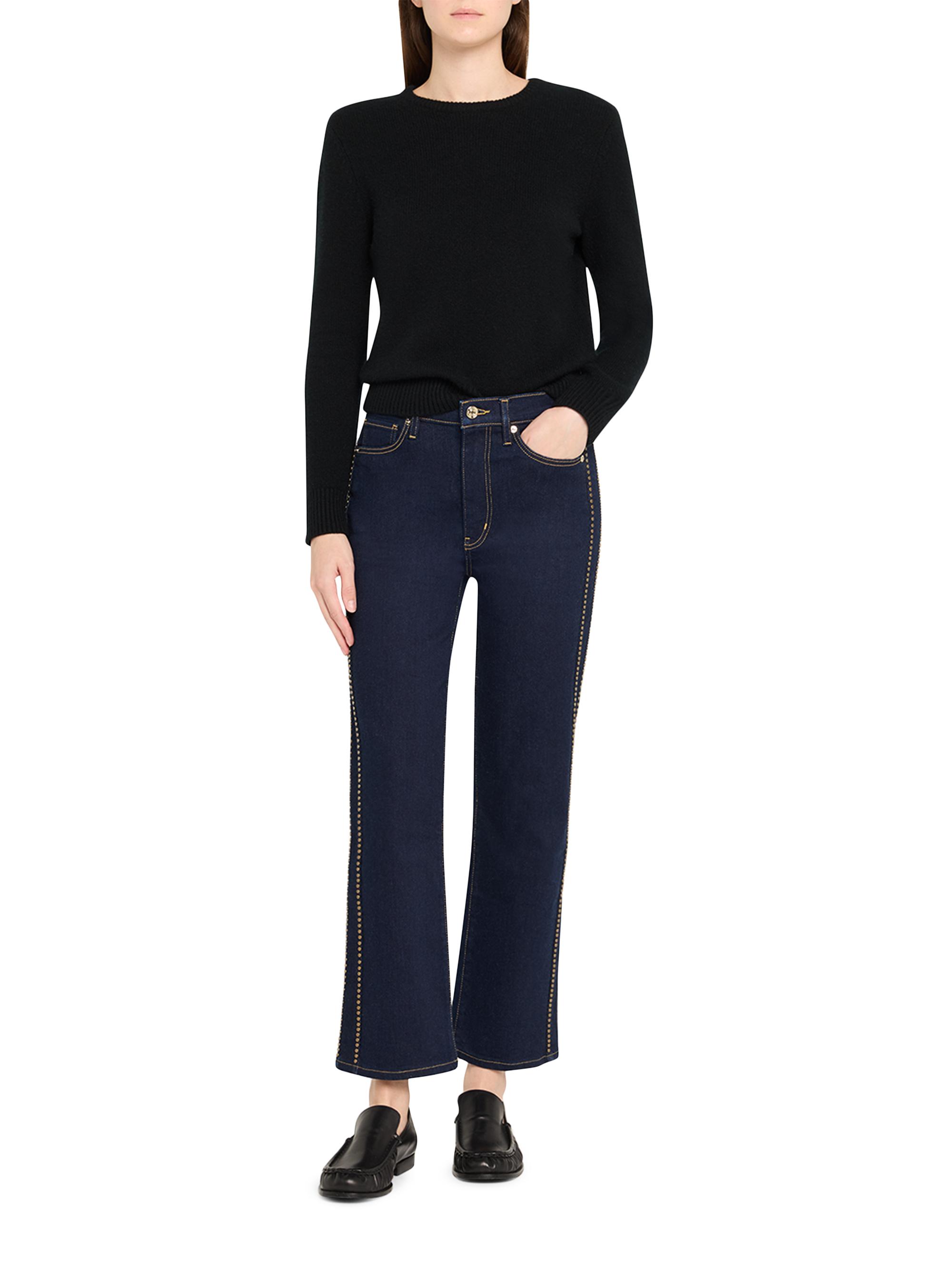 Frame Le Sleek Studded High-Rise Straight-Leg Jeans | Saks Fifth Avenue