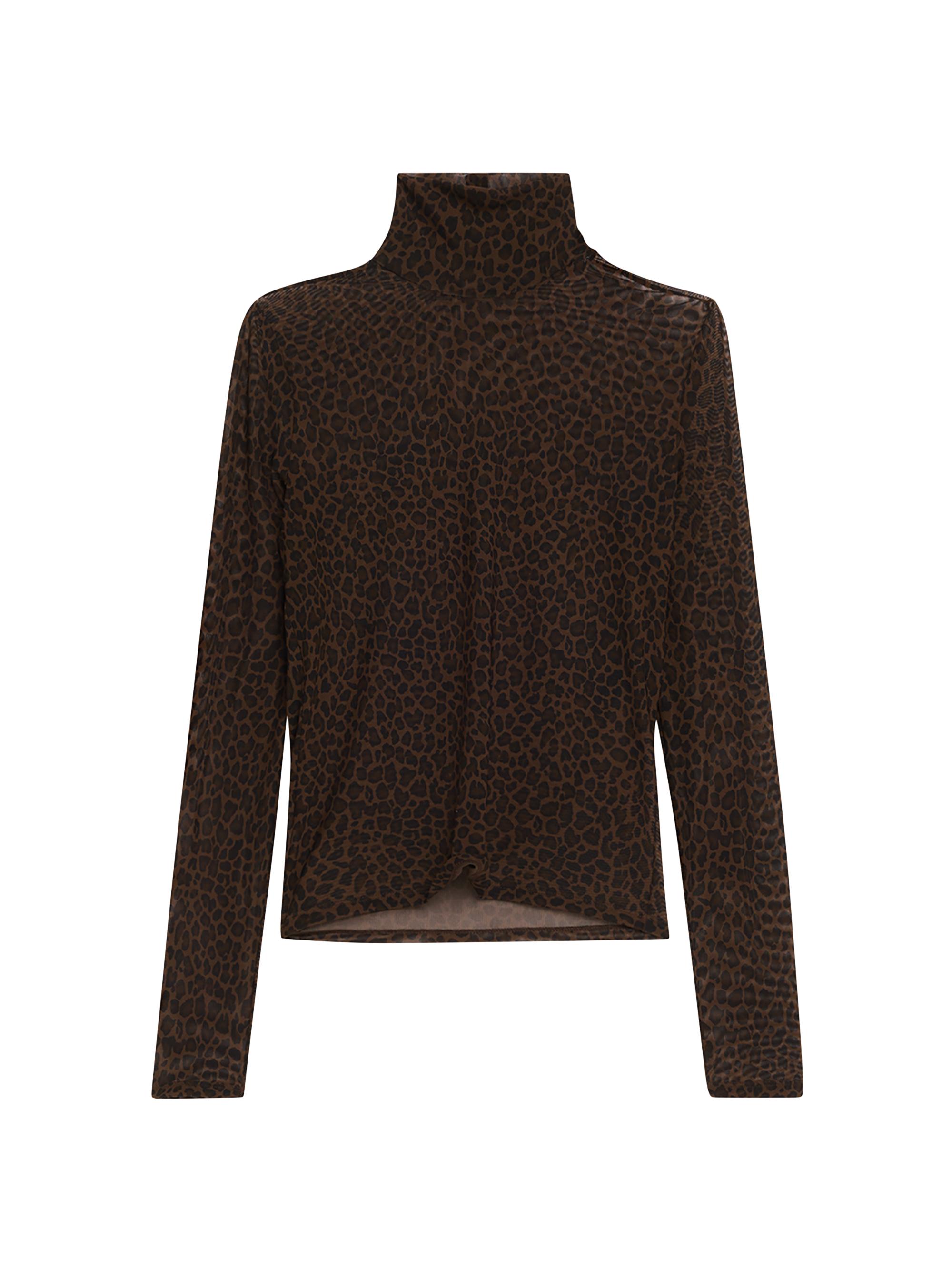 Frame The Leopard-Print Sheer Mesh Turtleneck Top | Saks Fifth Avenue
