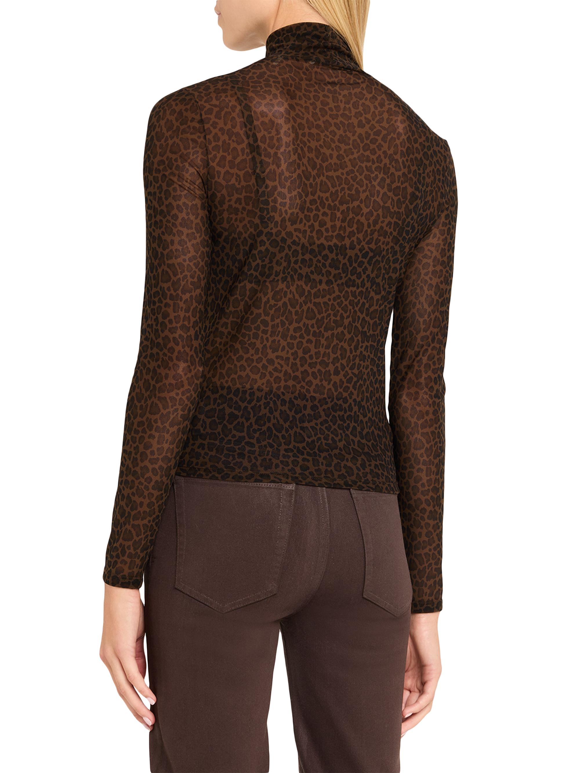 Frame The Leopard-Print Sheer Mesh Turtleneck Top | Saks Fifth Avenue