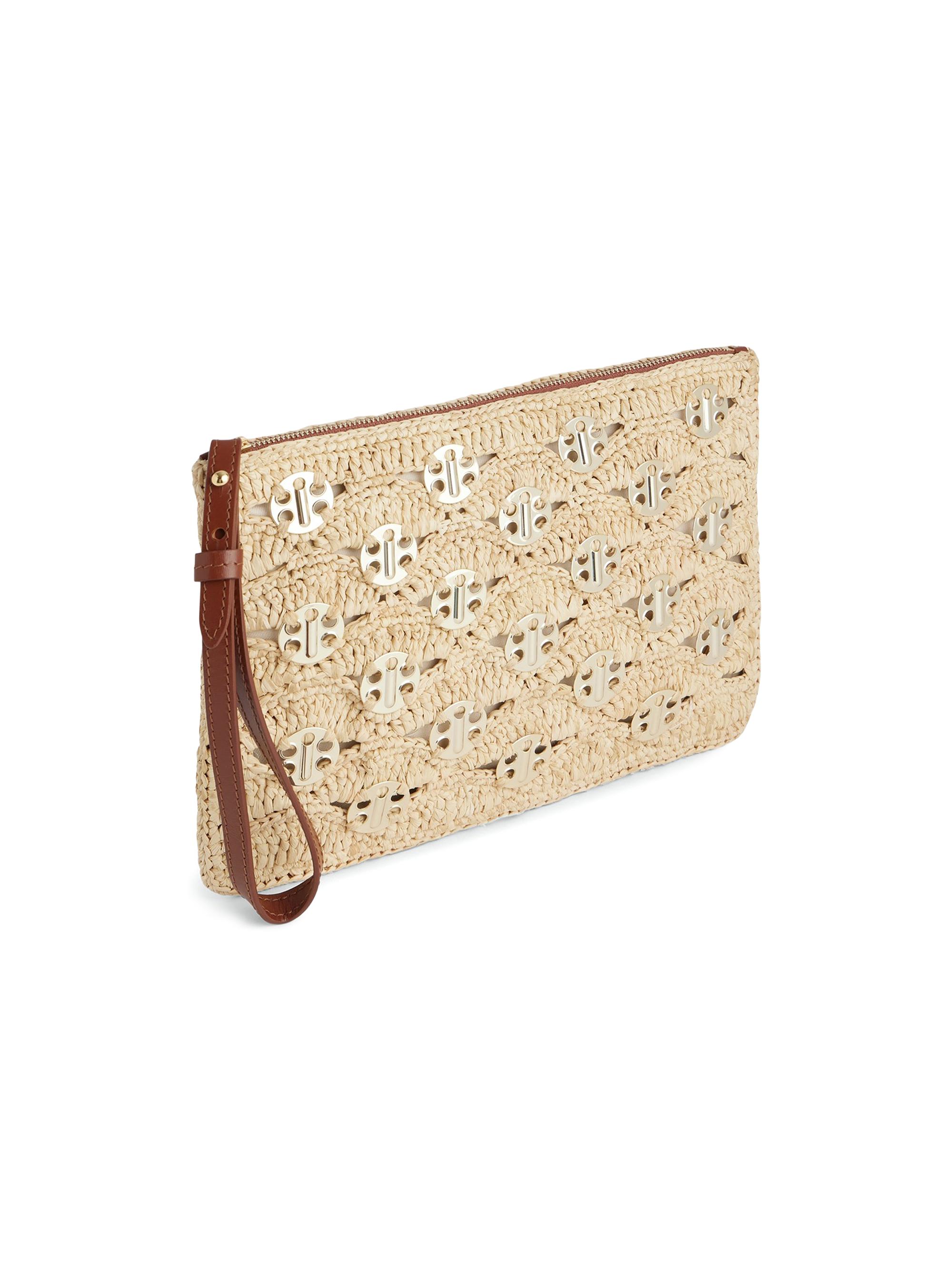 Rabanne Embellished Raffia Wristlet Pouch | Saks Fifth Avenue
