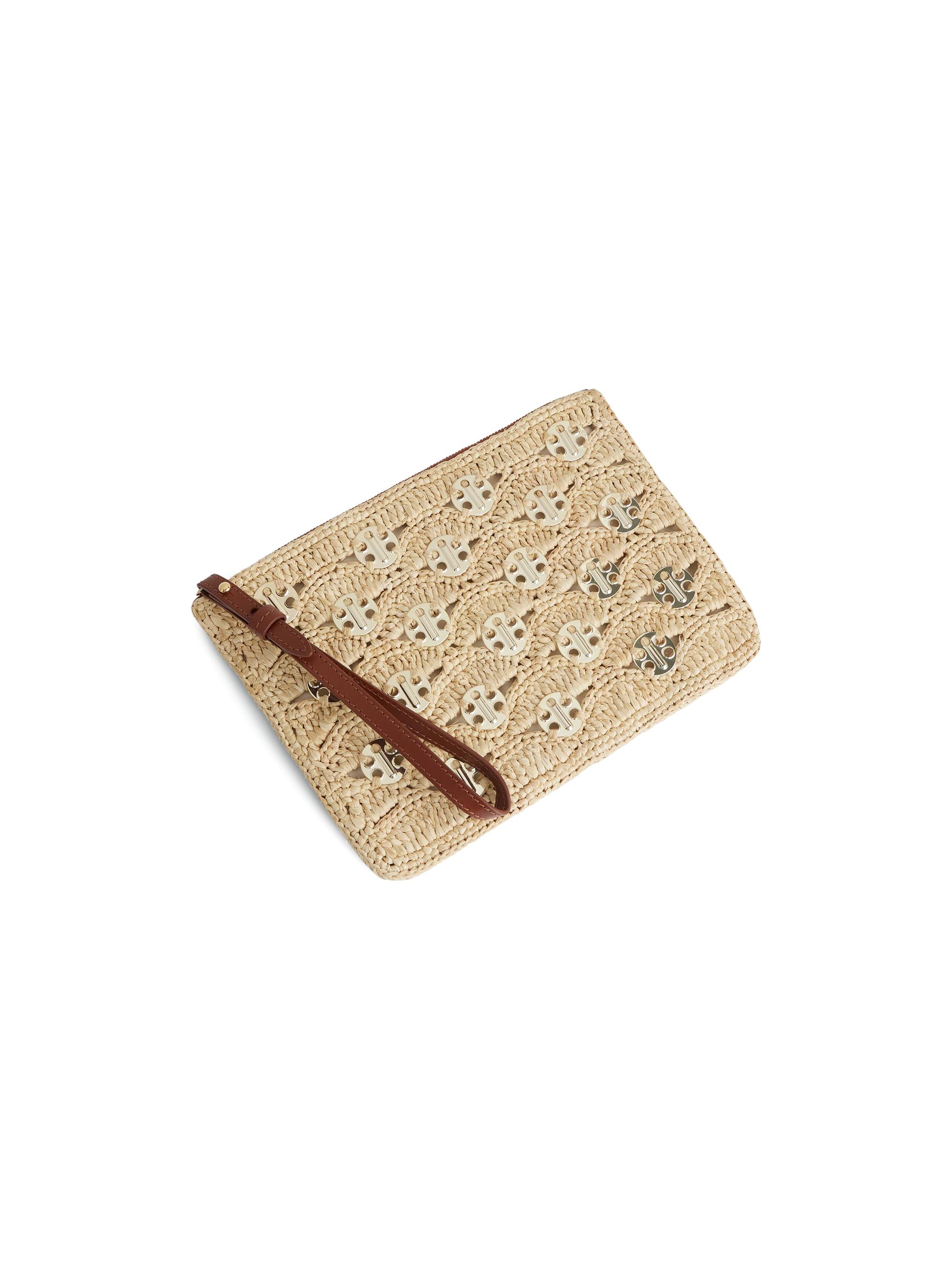 Rabanne Embellished Raffia Wristlet Pouch | Saks Fifth Avenue