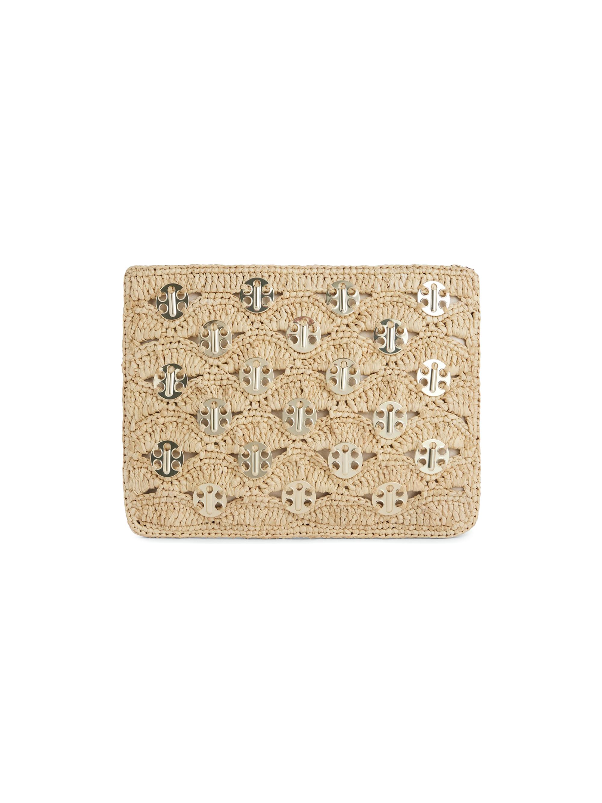 Rabanne Embellished Raffia Wristlet Pouch | Saks Fifth Avenue