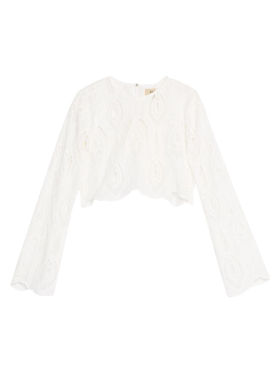 JBQ Karli Lace Long-Sleeve Cotton Top | Saks Fifth Avenue