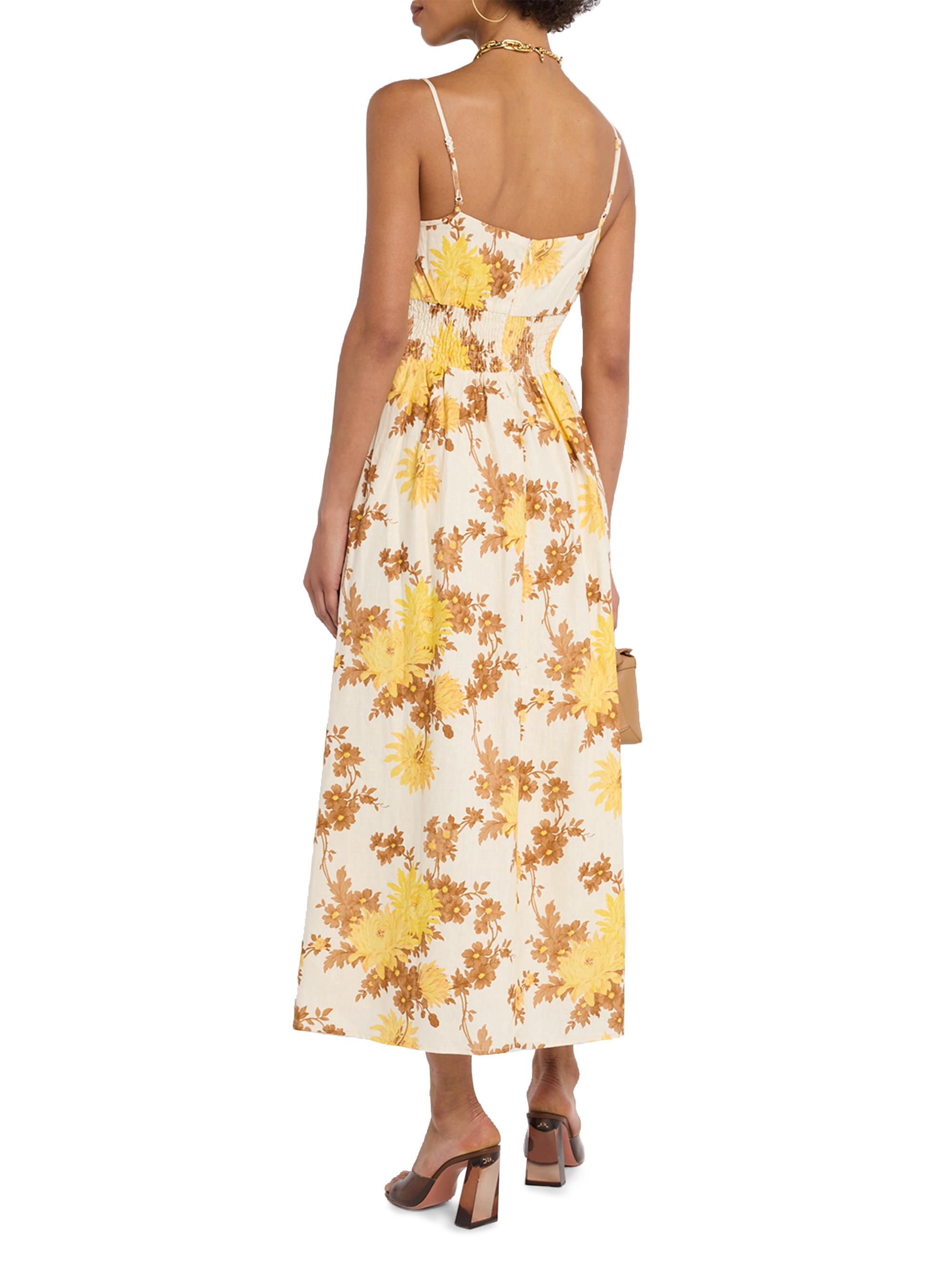 Faithfull the Brand Lora Floral Linen Midi-Dress | Saks Fifth Avenue