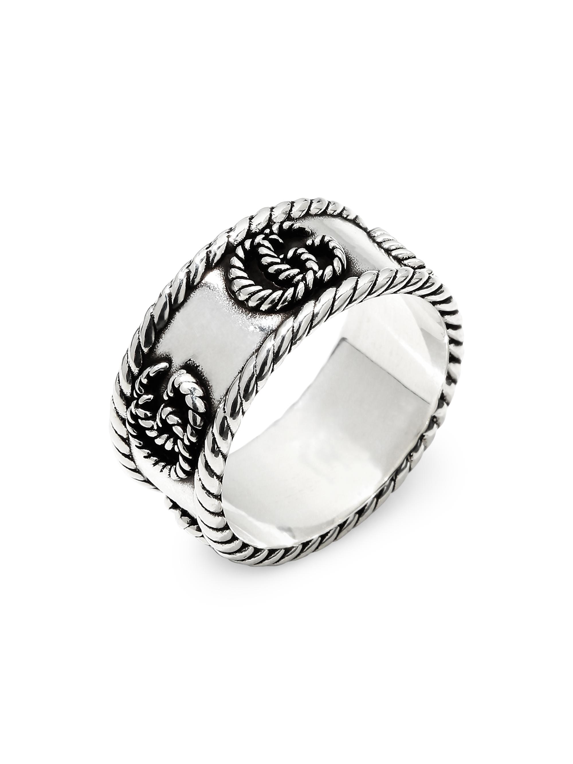 Gucci GG Marmont Cabled Sterling Silver Band Ring | Saks Fifth Avenue