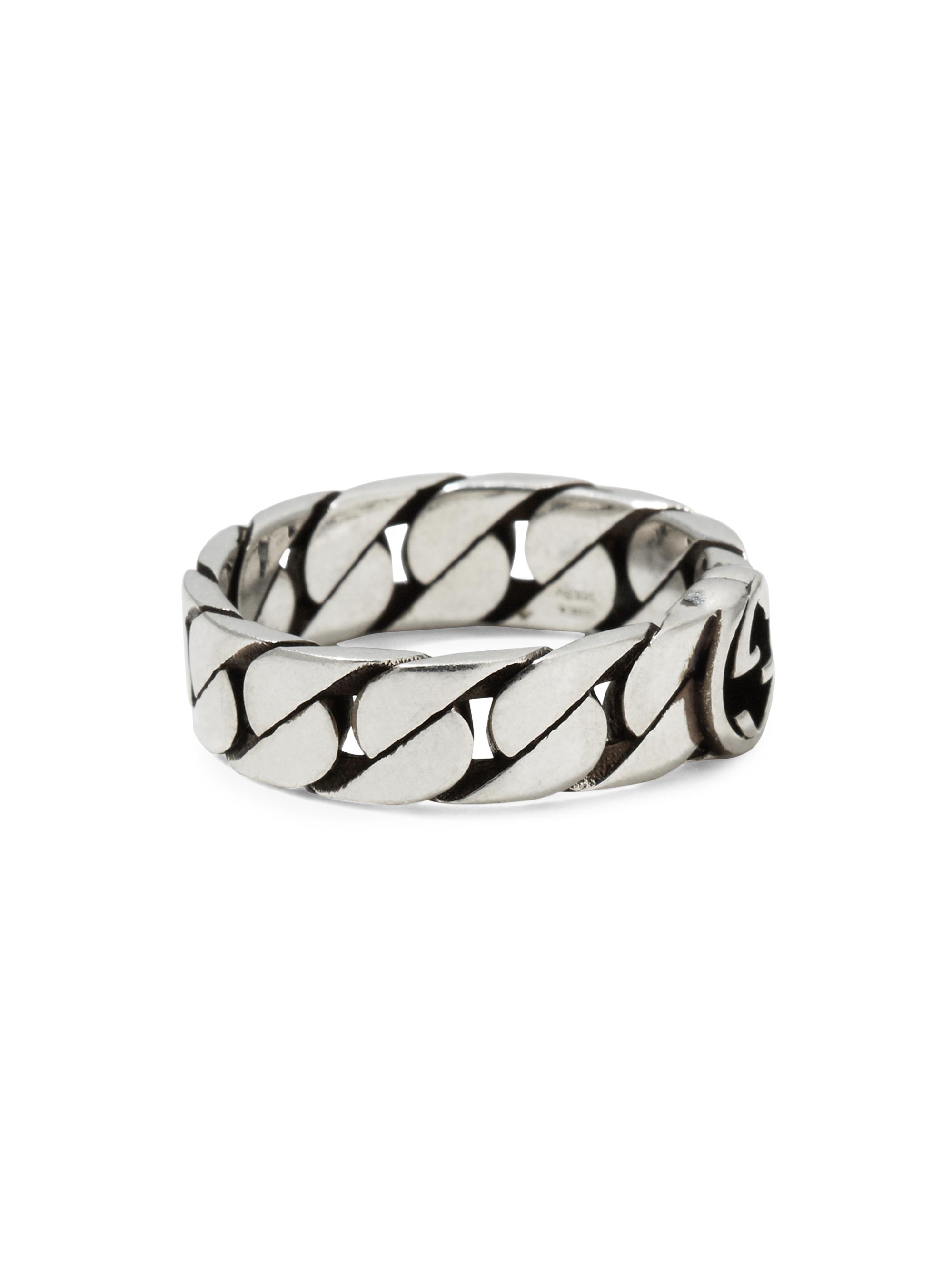 Gucci Interlocking-G Sterling Silver Fixed Chain Ring | Saks Fifth Avenue