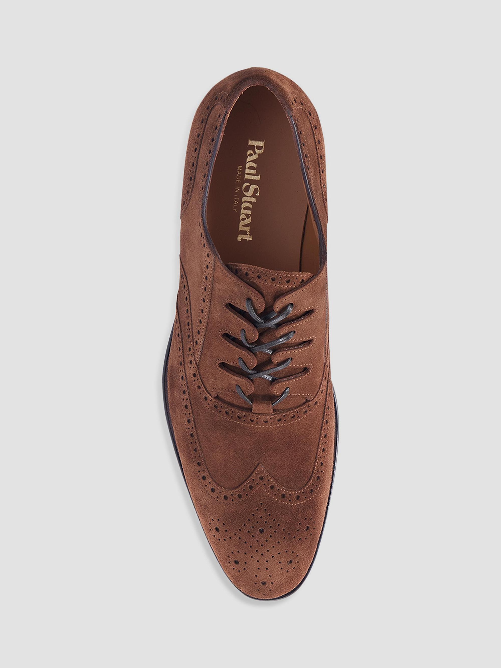 Paul Stuart Suede Brogue Wingtip Derby Loafers | Saks Fifth Avenue