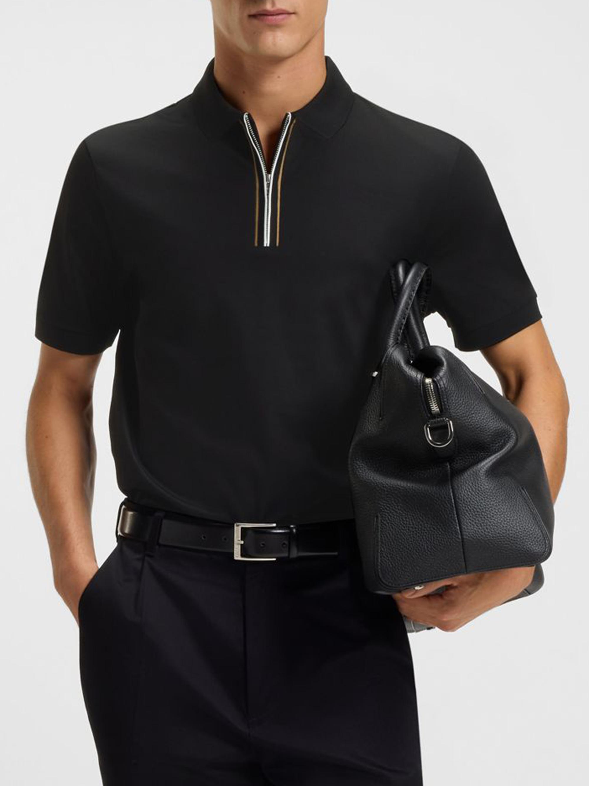 BOSS Zip-Placket Polo Shirt in Mercerised Cotton | Saks Fifth Avenue