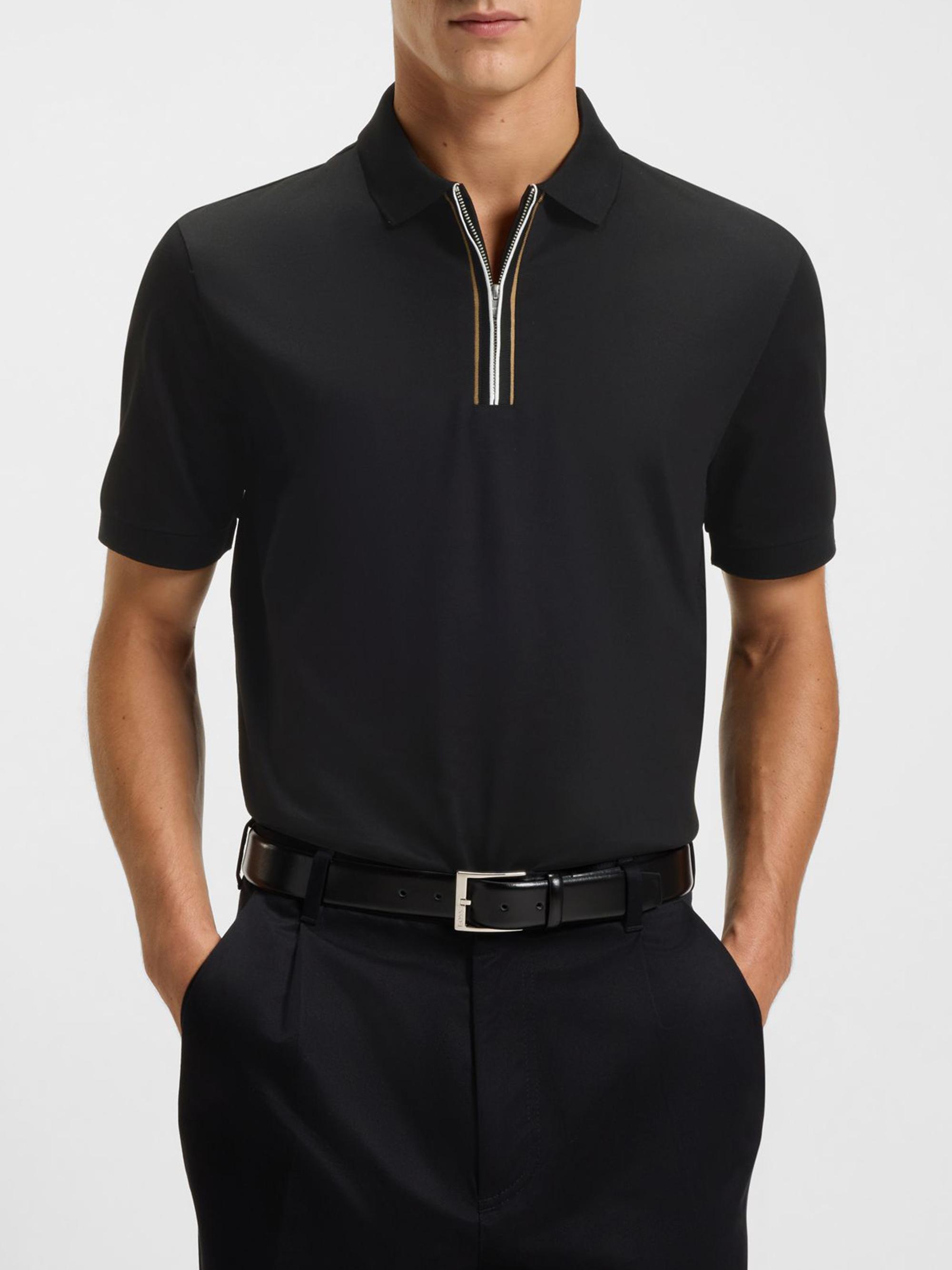BOSS Zip-Placket Polo Shirt in Mercerised Cotton | Saks Fifth Avenue