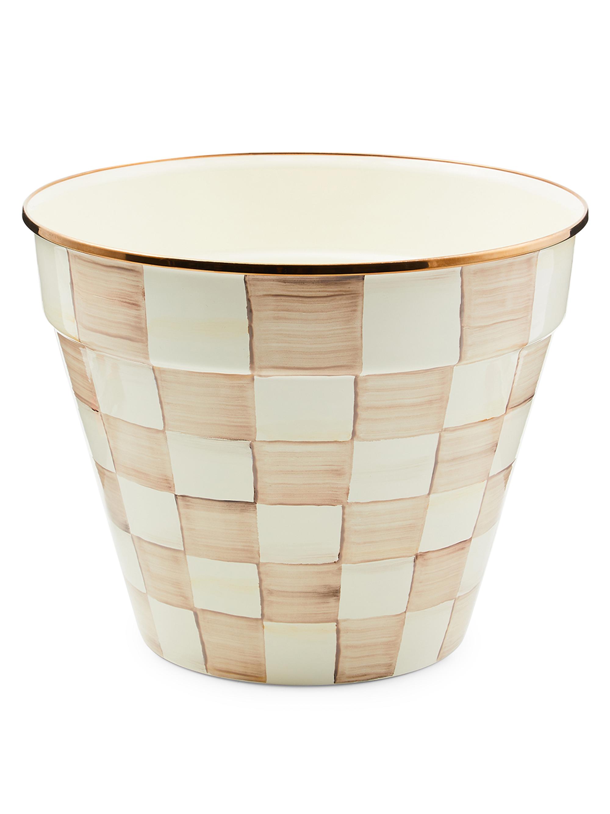 MacKenzie-Childs Mocha Check Extra Large Garden Pot | Saks Fifth Avenue