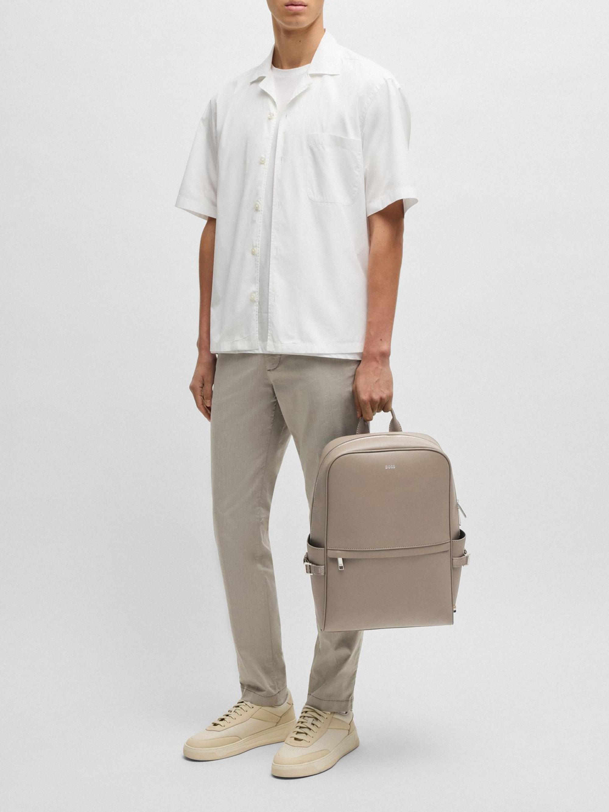 BOSS Structured-leather backpack with silver-tone logo | Saks Fifth Avenue