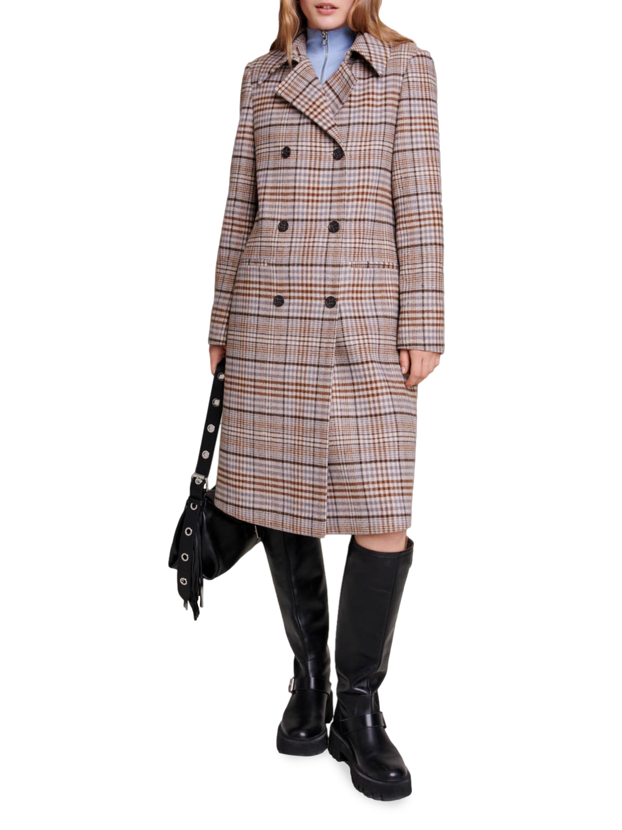 Maje Long Checked Coat | Saks Fifth Avenue