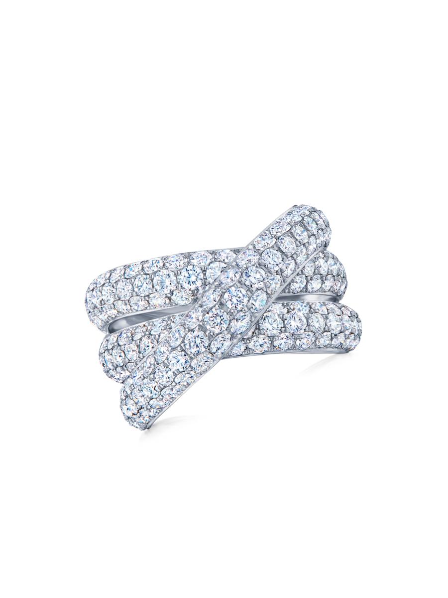 Kwiat 18K White Gold & Diamond 3-Row Crossover Ring | Saks Fifth Avenue