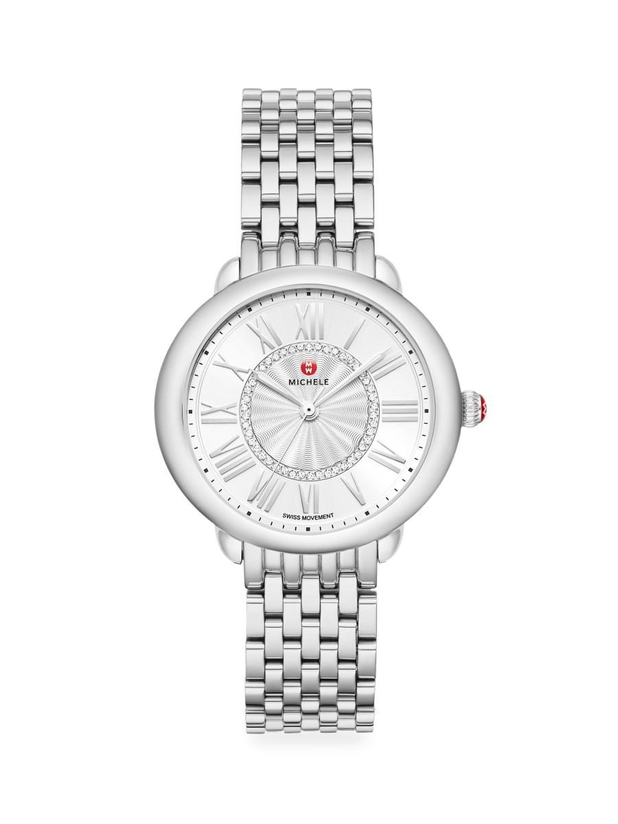Michele Serin Mid Stainless Steel Diamond Bracelet Watch | Saks Fifth ...