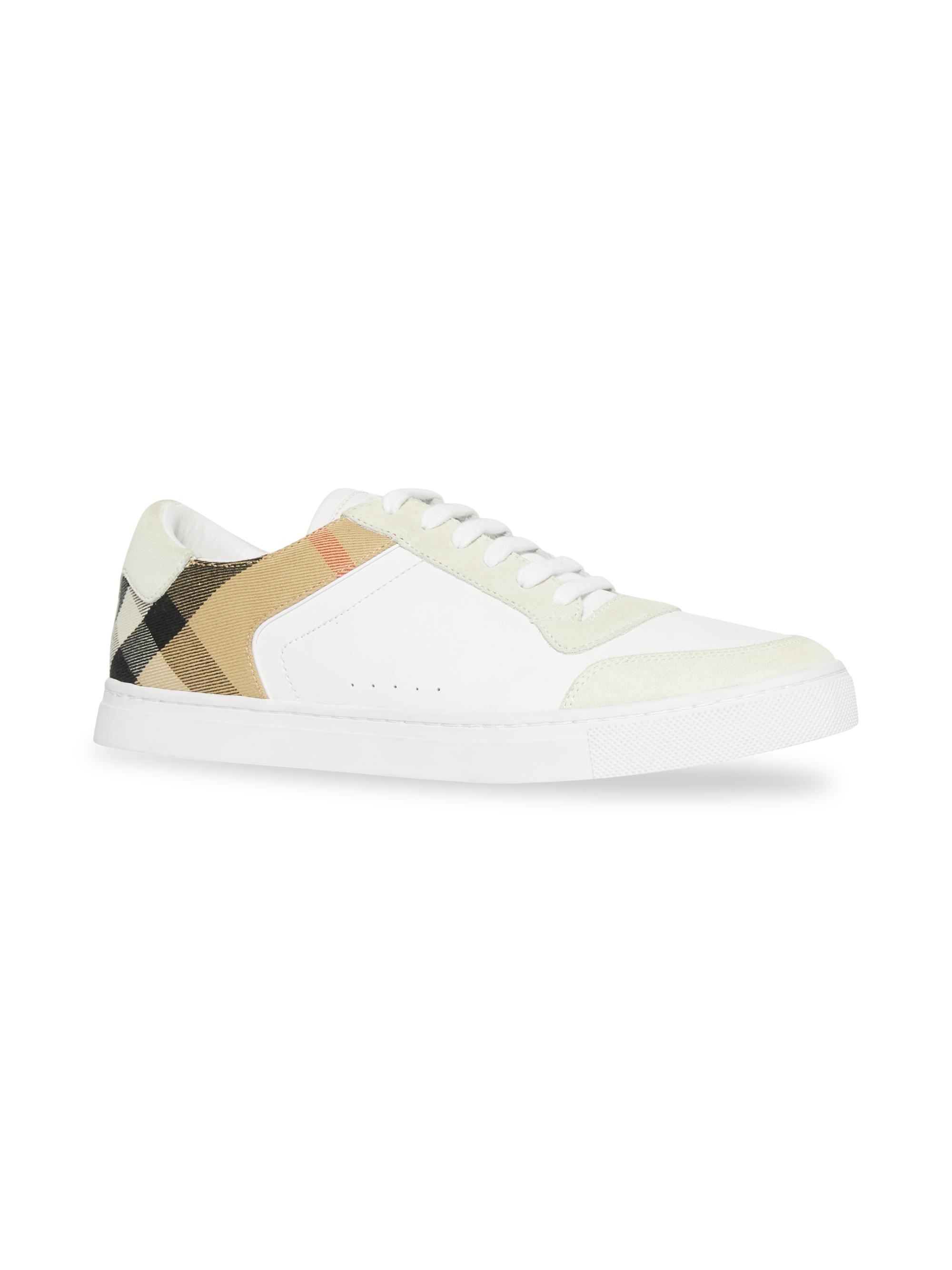Burberry Reeth Low-Top Check Detail Leather Sneakers | Saks Fifth Avenue