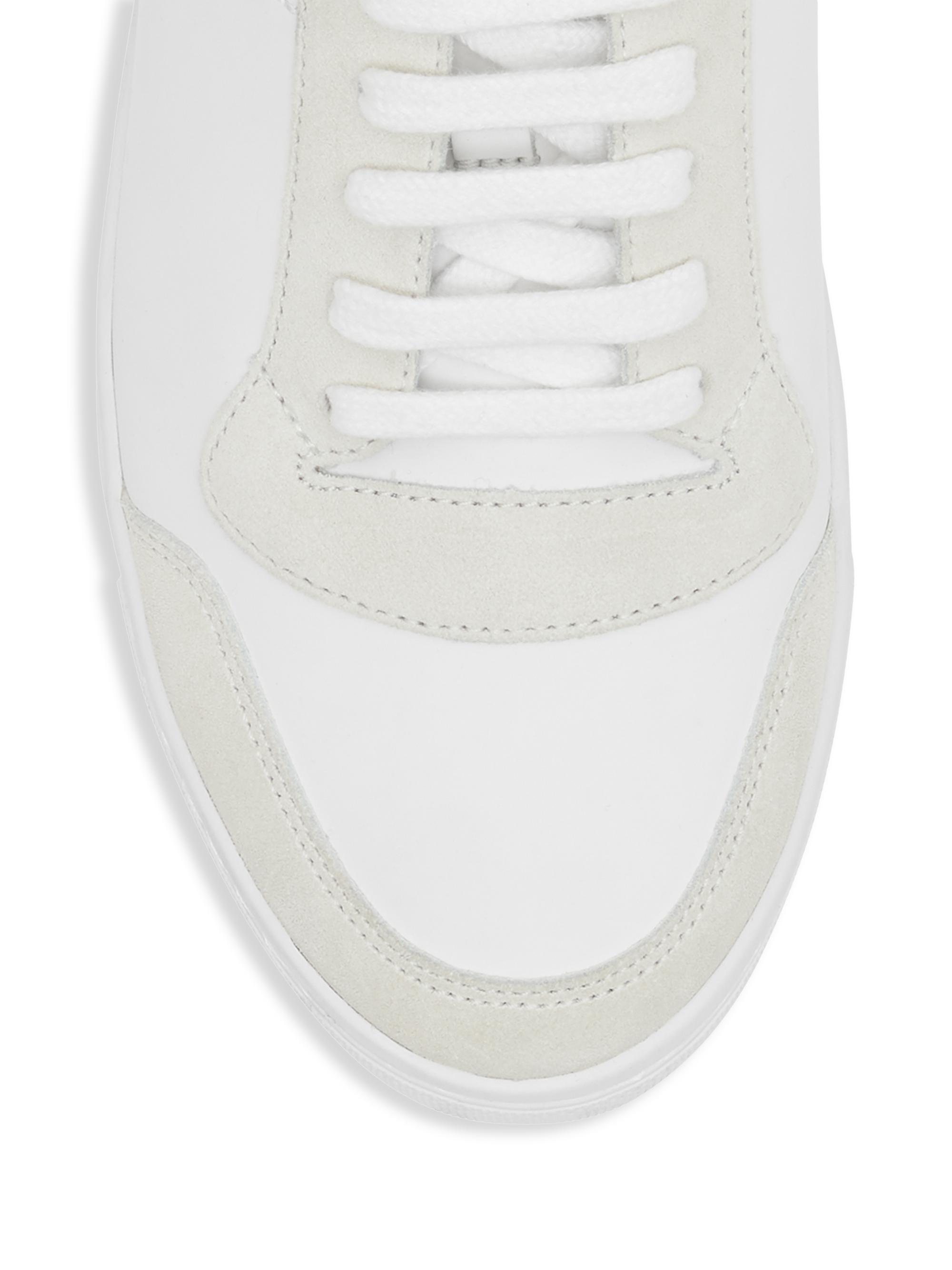Burberry Reeth Low-Top Check Detail Leather Sneakers | Saks Fifth Avenue