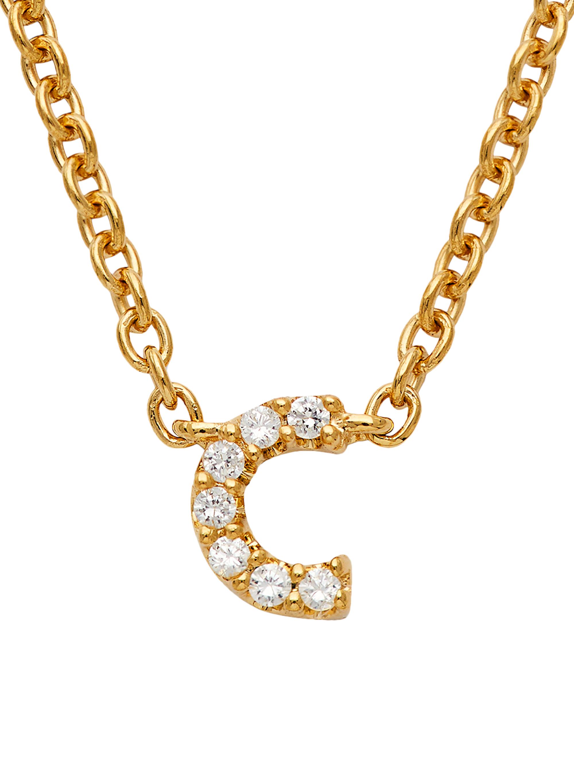 Celara Nadri Fine Initials 14K Yellow Gold & Diamond C Pendant Necklace ...
