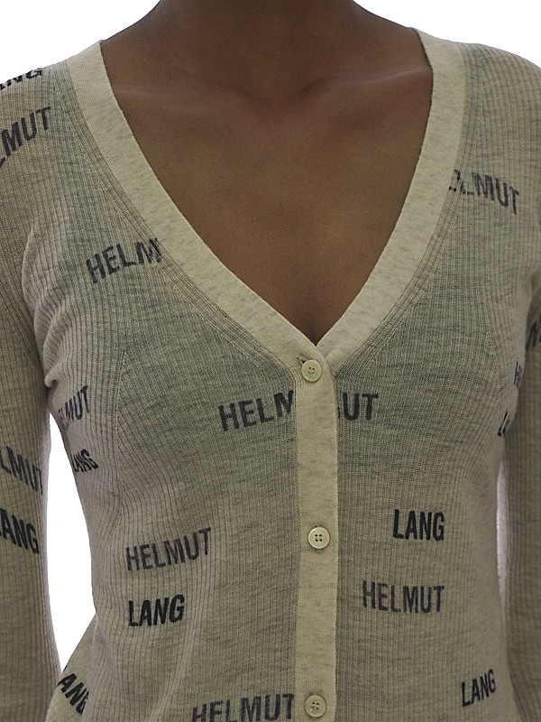 Shop Helmut Lang Logo-Print Wool Cardigan | Saks Fifth Avenue Shop Helmut Lang Logo-Print Wool Cardigan | Saks Fifth Avenue