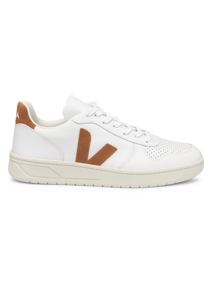 Veja Women's V-10 Leather Metallic Logo Patch Low-Top Sneakers | Saks ...