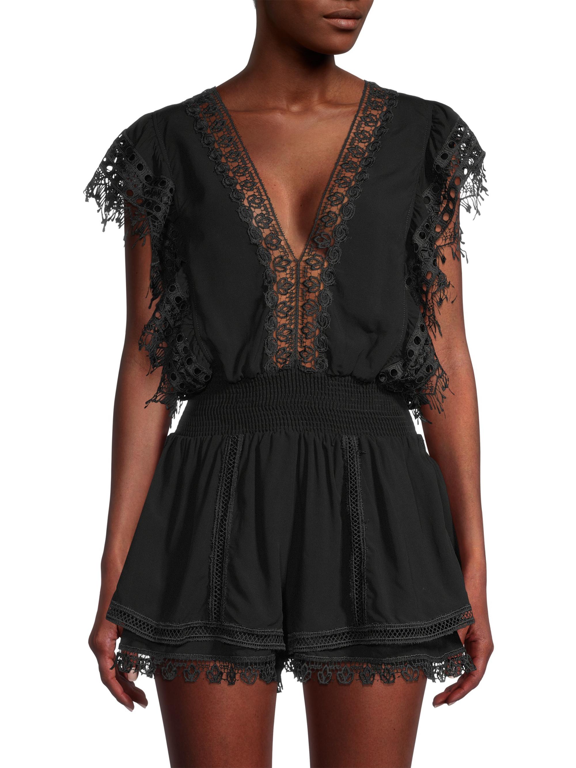Peixoto Raja Lace-Trimmed Romper | Saks Fifth Avenue
