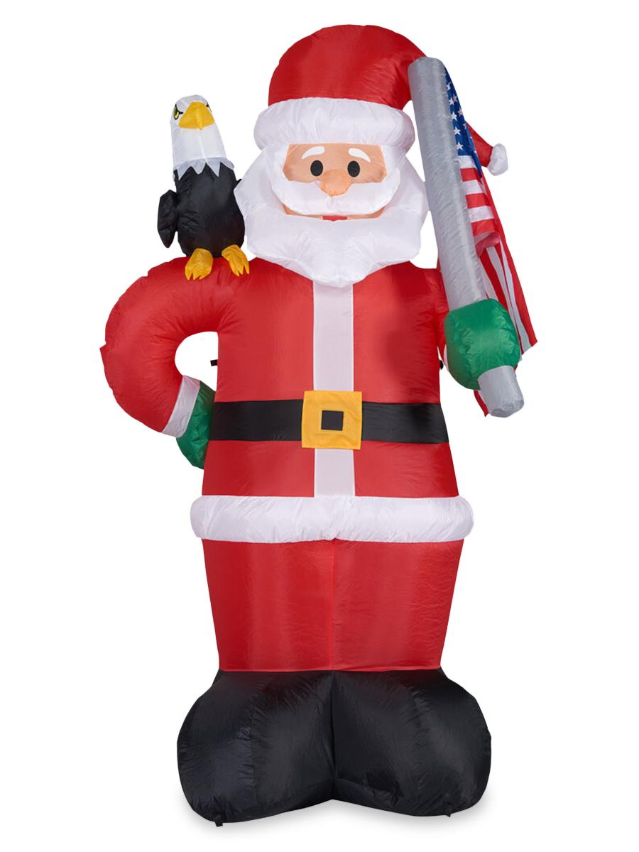 Fraser Hill Farms 8-Foot Tall Inflatable Americana Santa Decoration ...