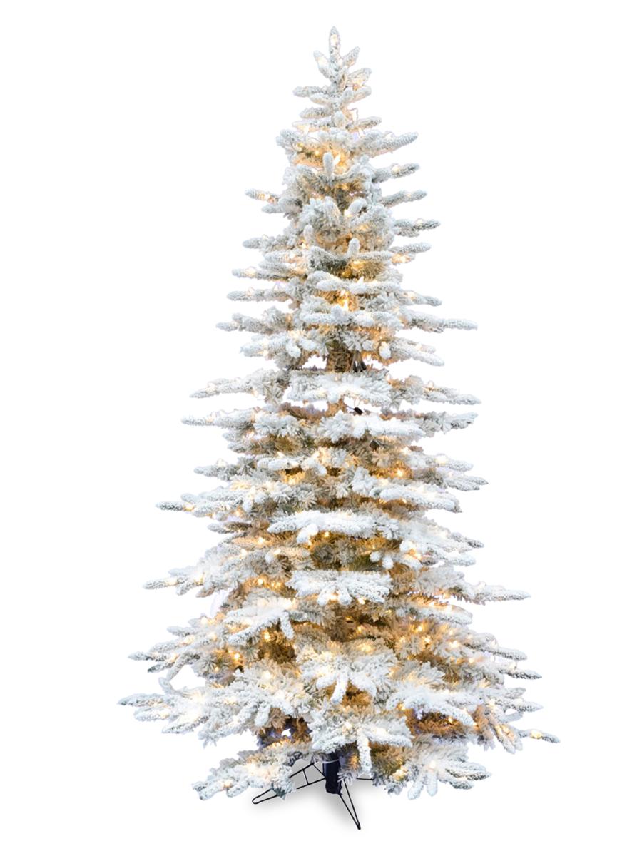 Fraser Hill Farms 10-Foot Flocked Mountain Pine Christmas Tree - Warm ...