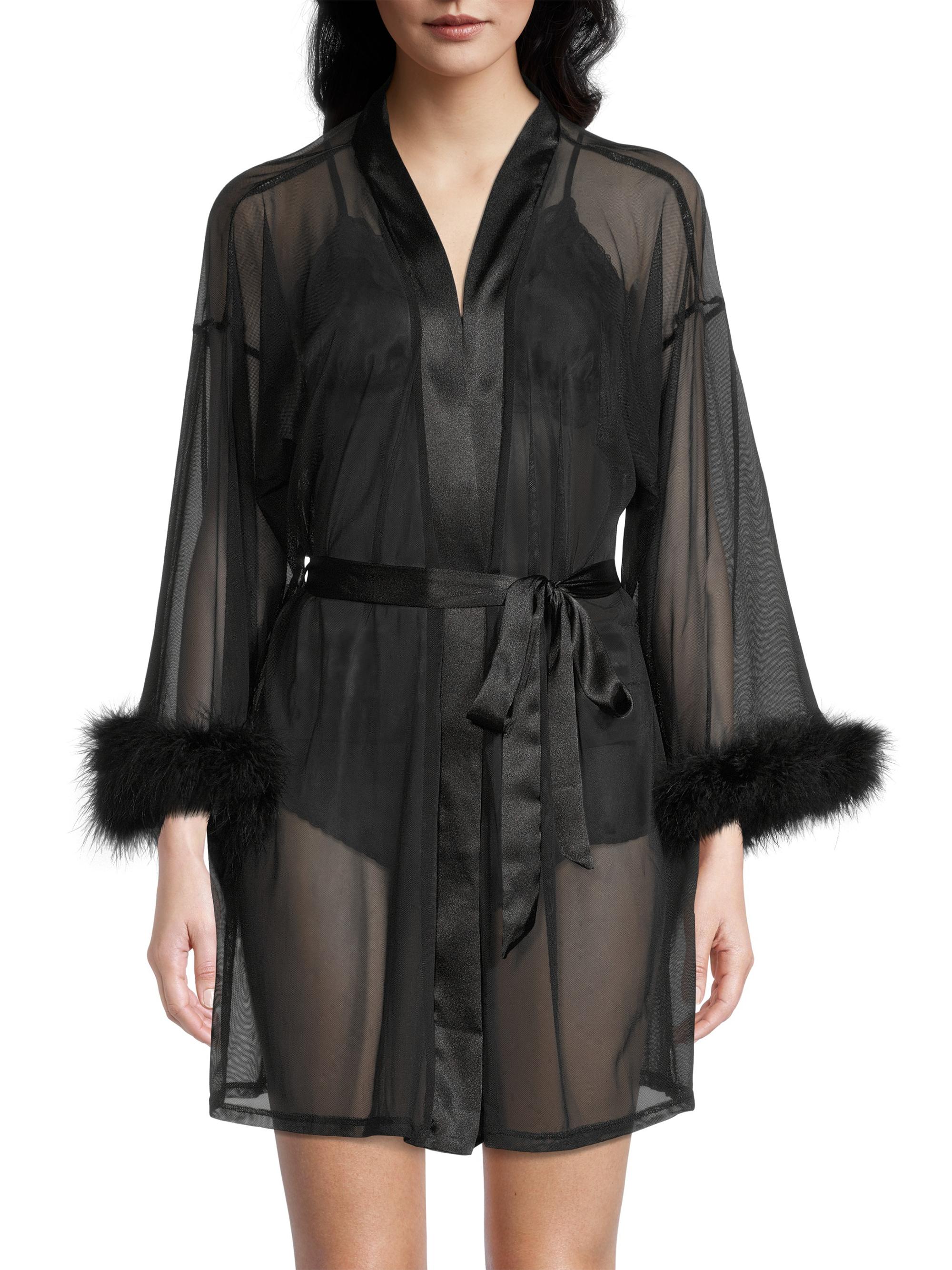 In Bloom Wrapper Boa Short Robe | Saks Fifth Avenue