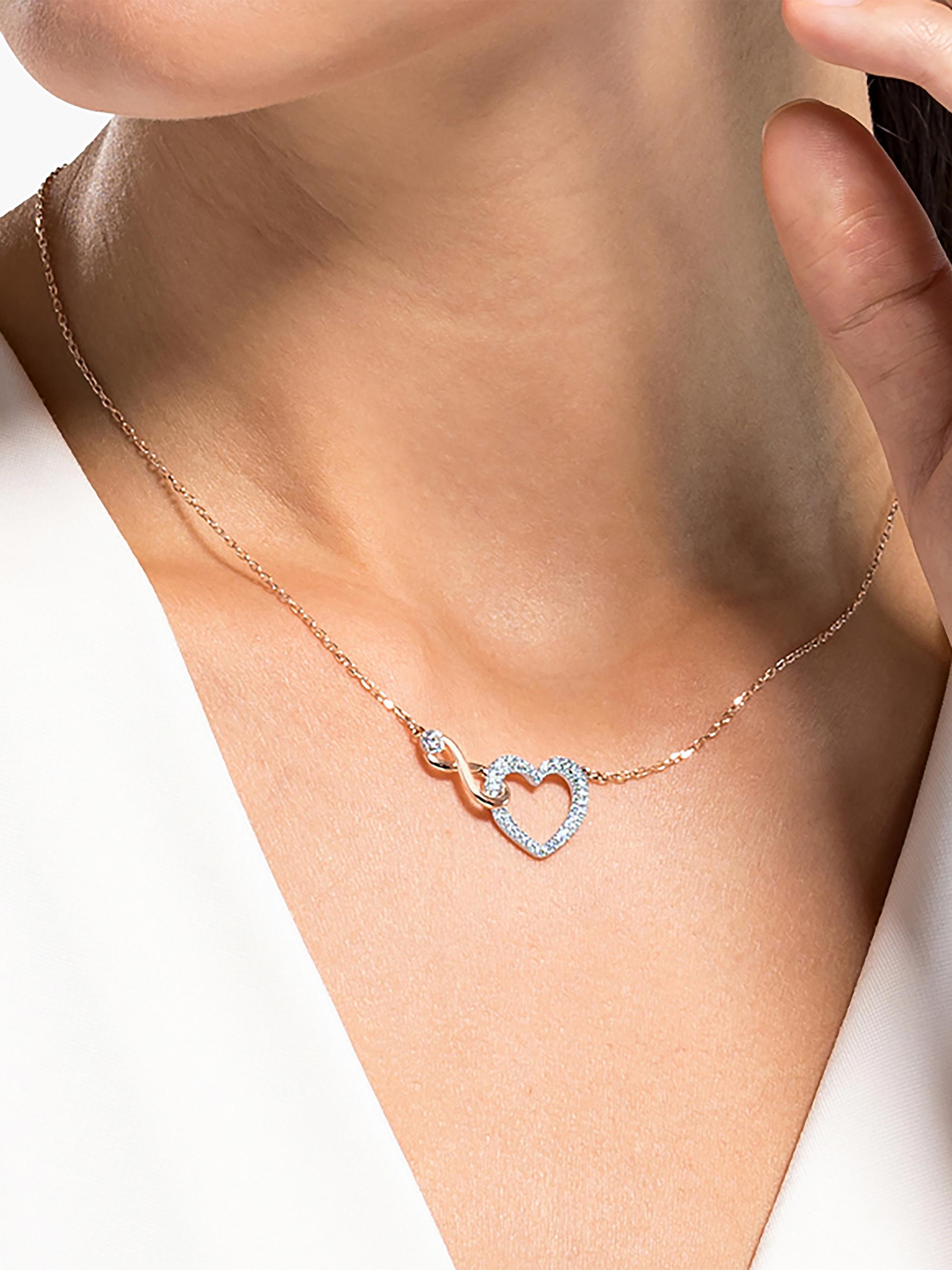 Swarovski Hyperbola Rose Goldplated Crystal Infinity & Heart Necklace ...