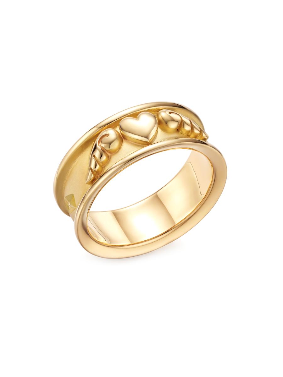 Temple St. Clair Florence86 18K Yellow Gold Winged Heart Ring | Saks ...