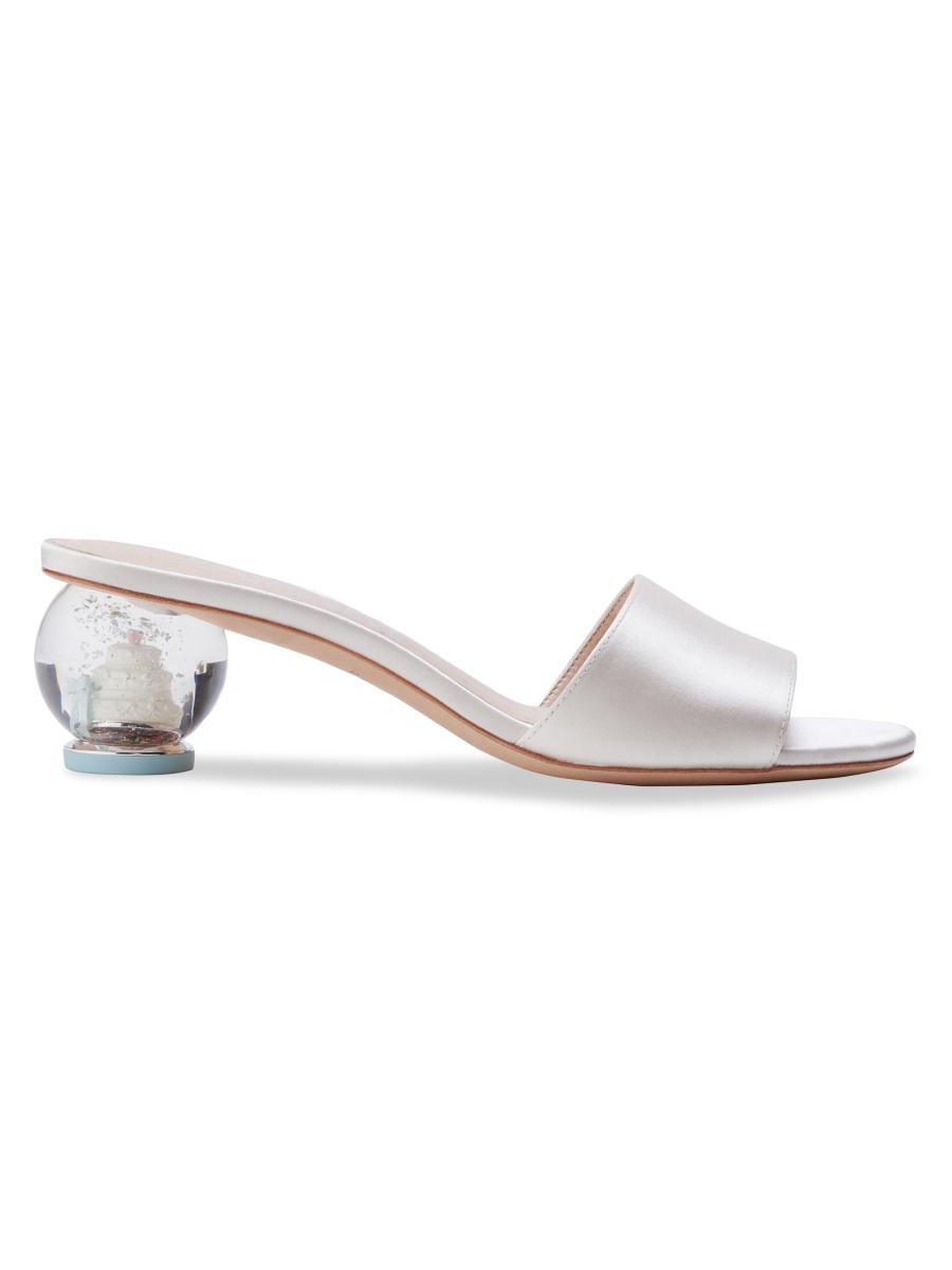kate spade new york Love Satin Sculptural-Heel Mules | Saks Fifth Avenue