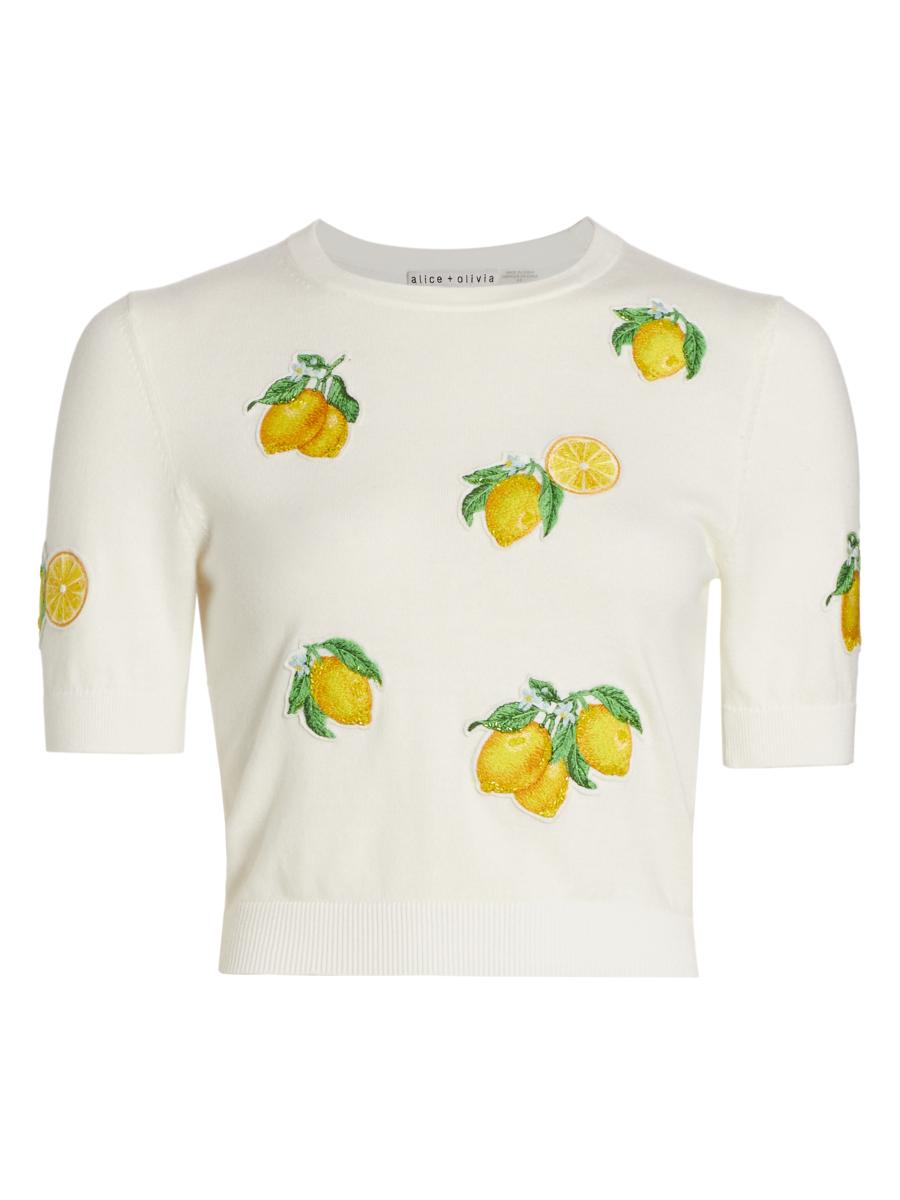 ALICE + OLIVIA Ciara Lemon Cropped Sweater | Saks Fifth Avenue