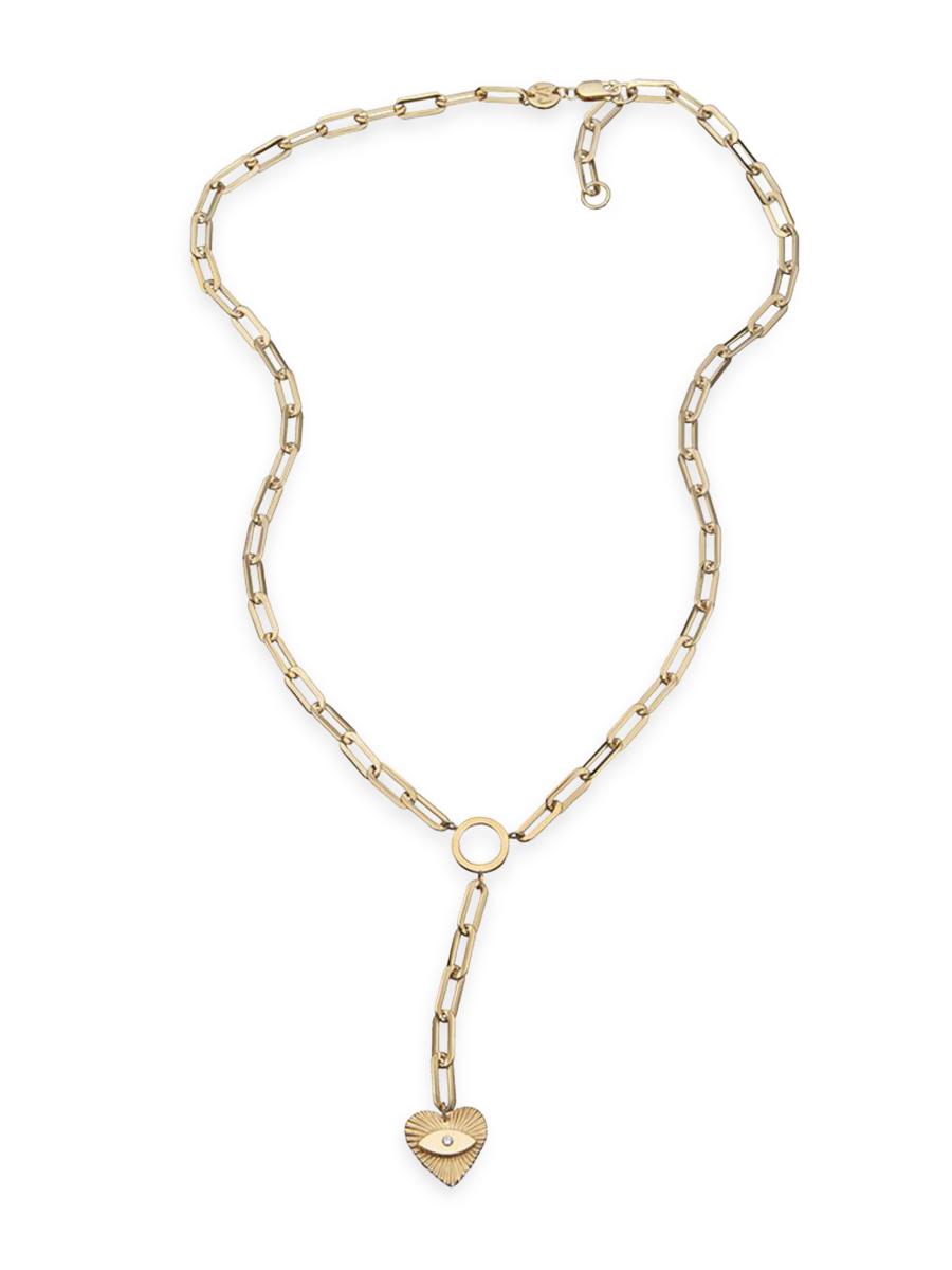 Jennifer Zeuner Jewelry Talia 14K-Gold-Plated & Diamond Lariat Necklace ...