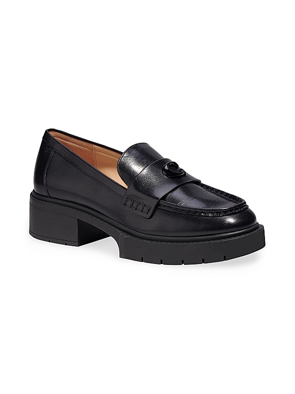 Shop COACH Leah Leather Lug-Sole Loafers | Saks Fifth Avenue Shop COACH Leah Leather Lug-Sole Loafers | Saks Fifth Avenue