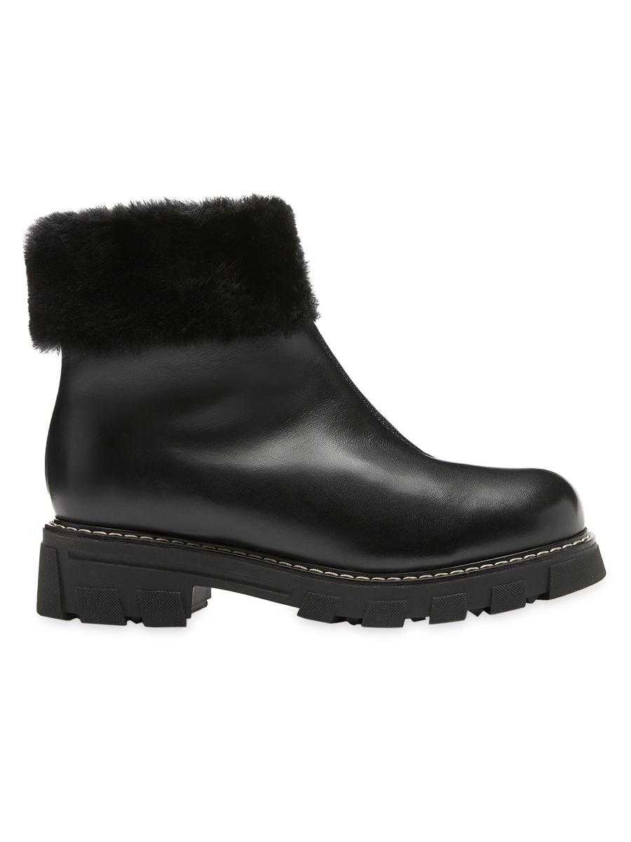 La Canadienne Abba Shearling-Trimmed Leather Booties | Saks Fifth Avenue