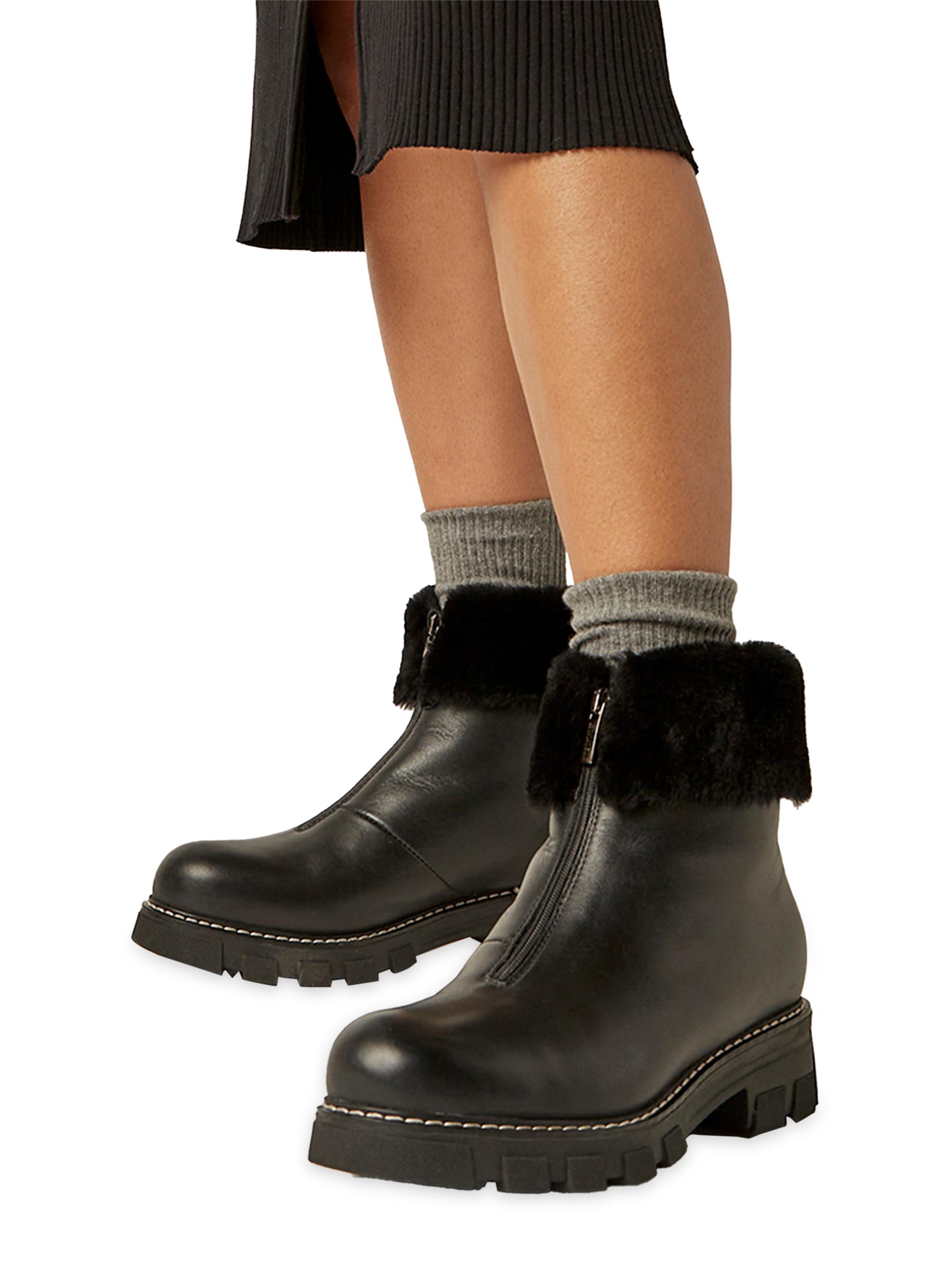 La Canadienne Abba Shearling-Trimmed Leather Booties | Saks Fifth Avenue