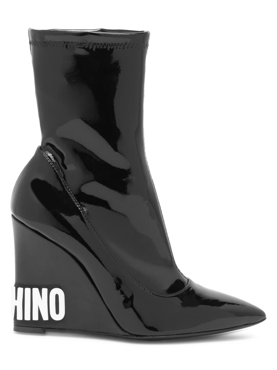 Moschino Faux Patent Leather Wedge Booties | Saks Fifth Avenue