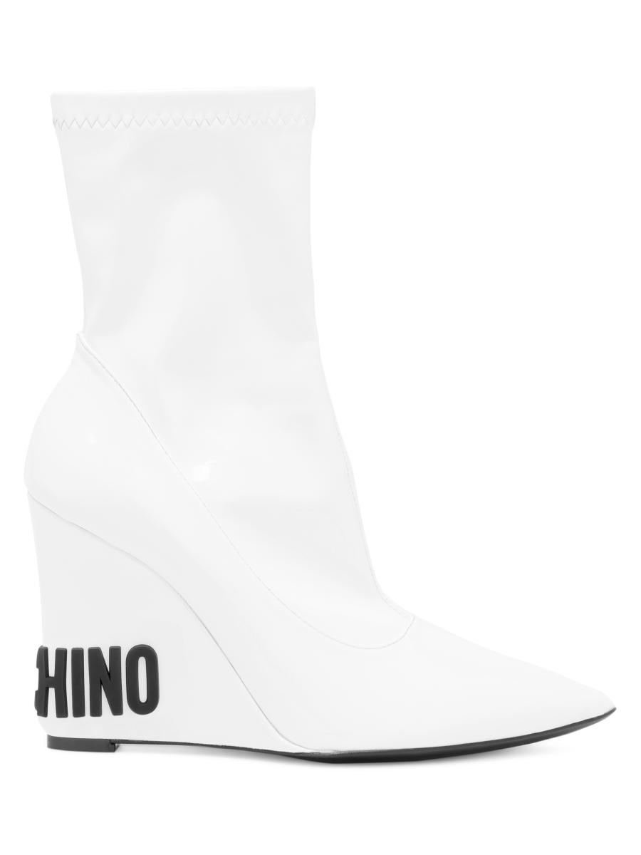 Shop Moschino Faux Patent-Leather Booties | Saks Fifth Avenue